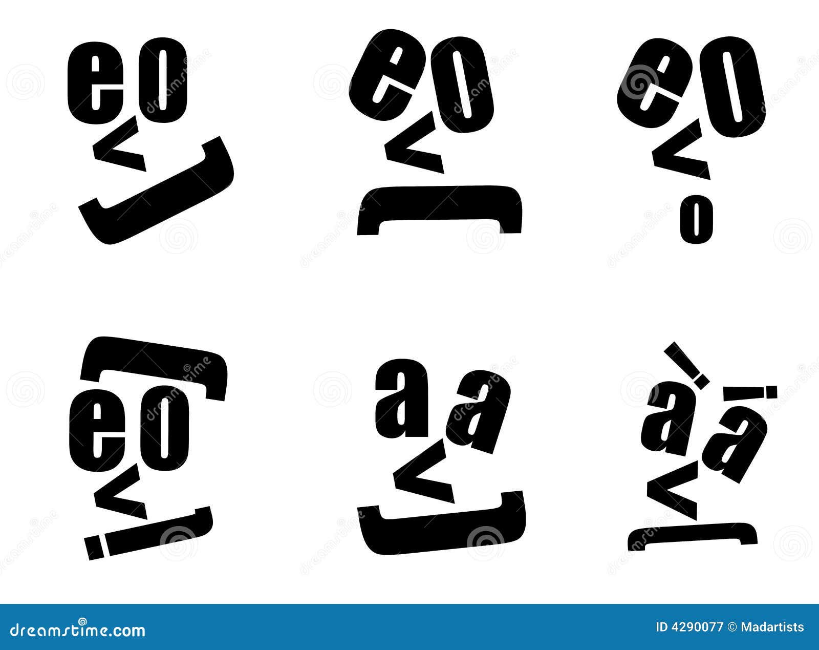 Letter Heads Abstract Face Characters Stock Illustration - Illustration ...