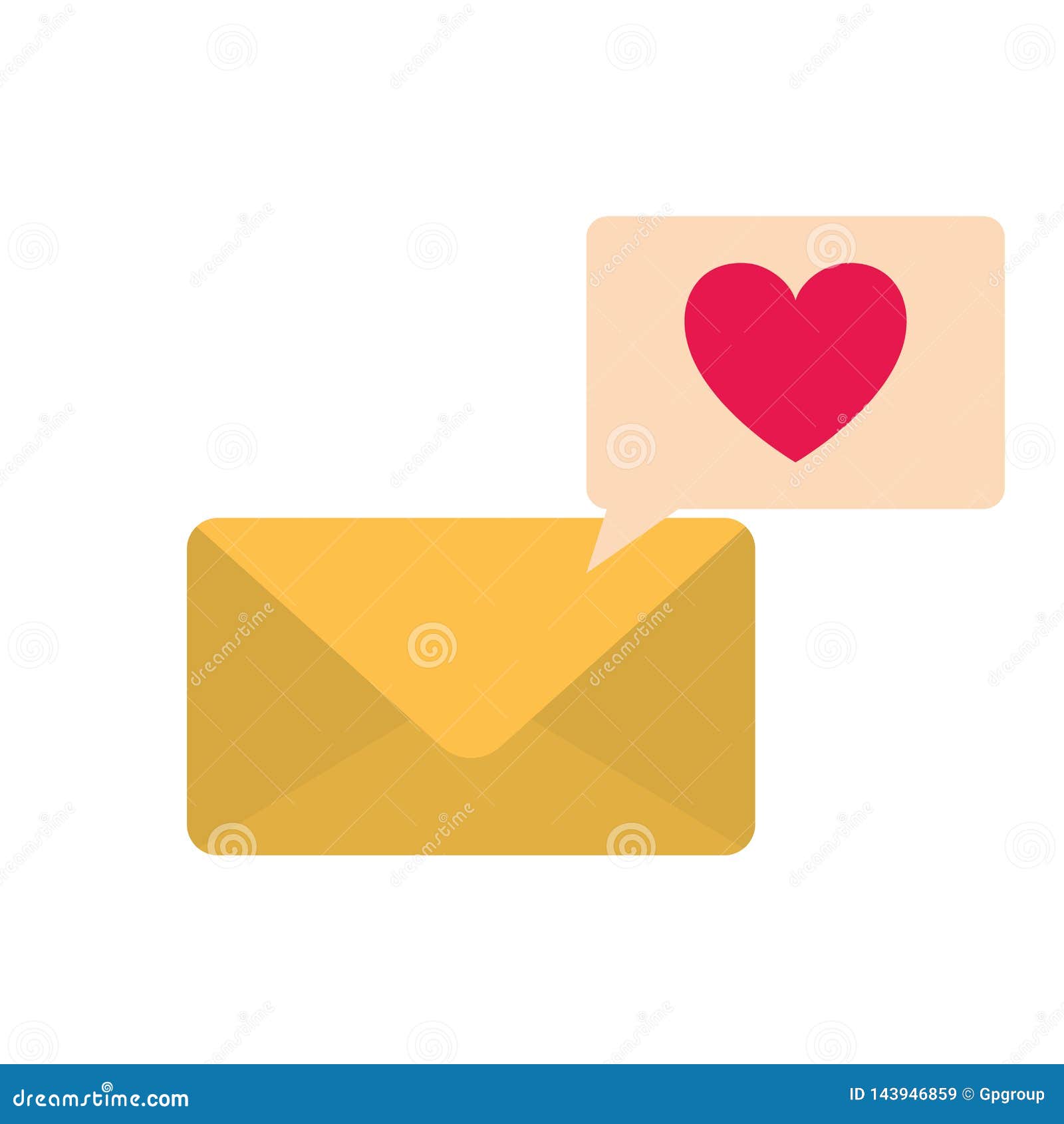 Letter with Heart Message Isolated Icon Stock Vector - Illustration of ...