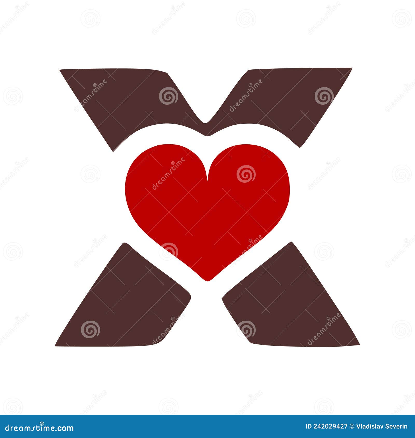 Letter x with heart symbol stock vector. Illustration of alphabet ...