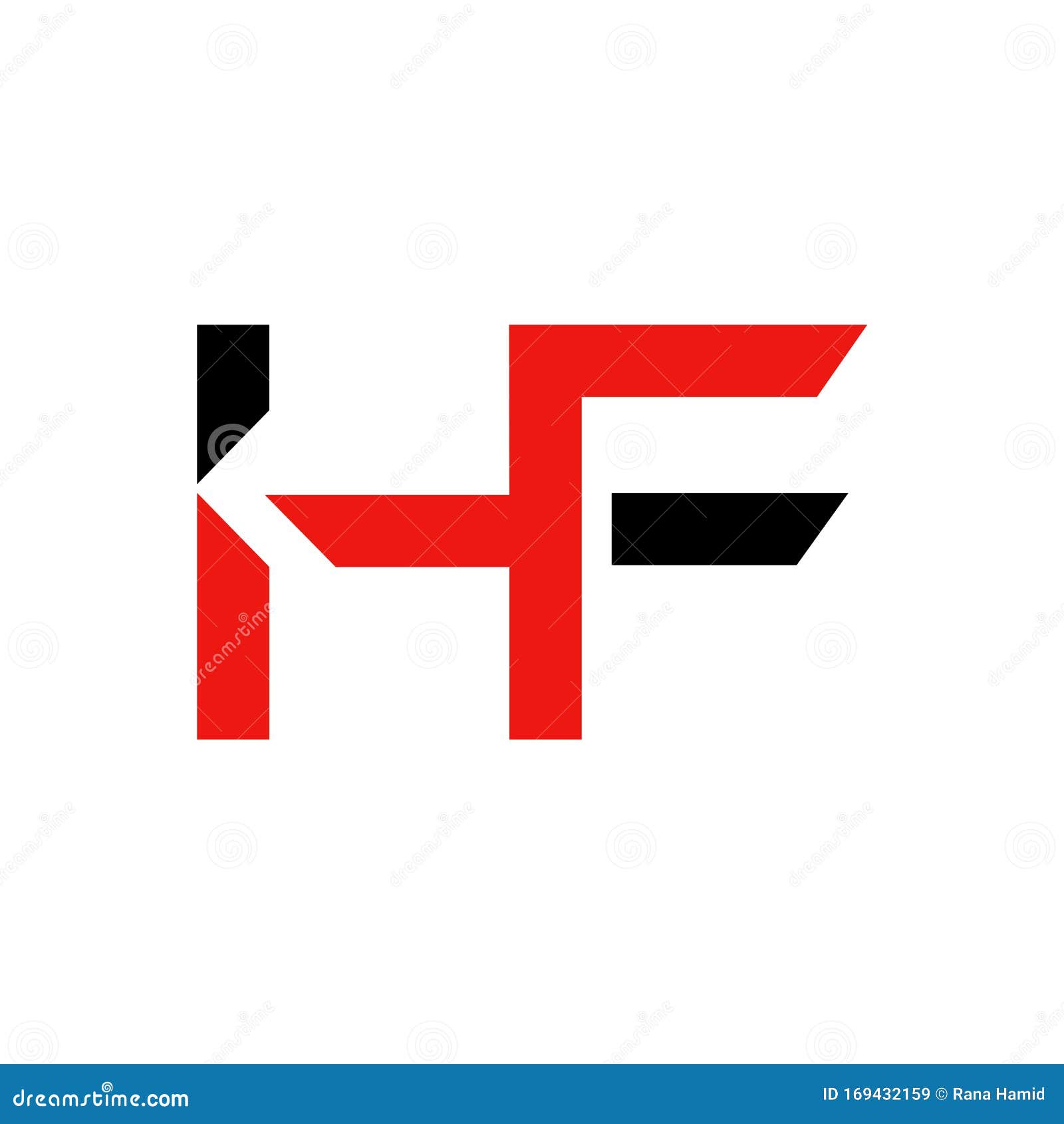 Letter HF Logo Design Linked Vector Template with Red and Black Stock ...