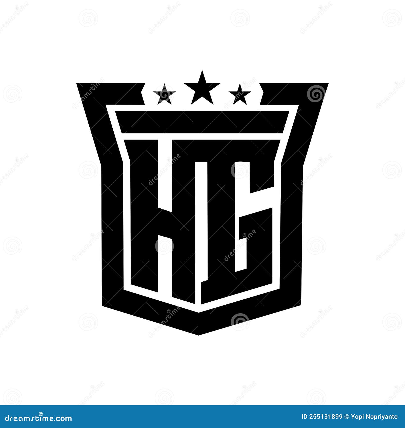 Letter HG Monogram Shield Logo - Minimal Logo Initials HG Stock Vector ...