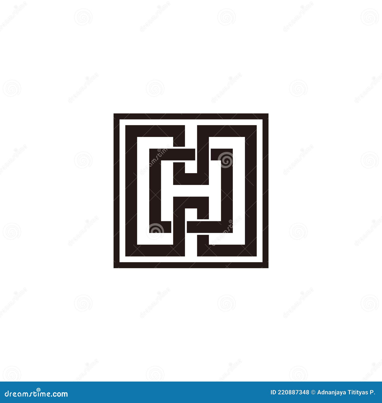 Letter Hh Simple Linked Maze Geometric Line Logo Vector Stock Vector ...