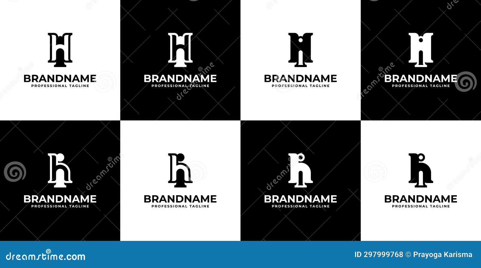 Letter HI Monogram Logo Bundle, Sutable For Business With HI Or IH ...
