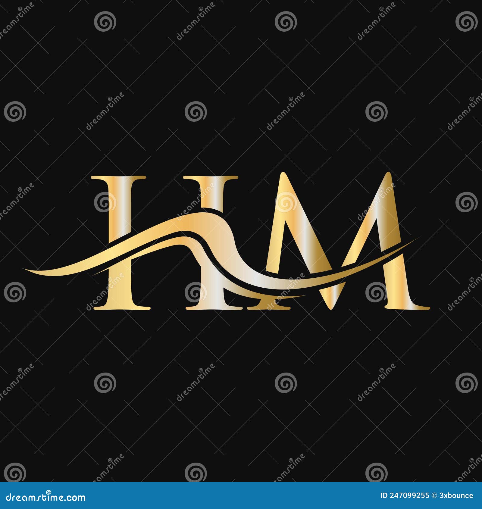 Letter HM Logo Design. Initial HM Logotype Template for Business and ...