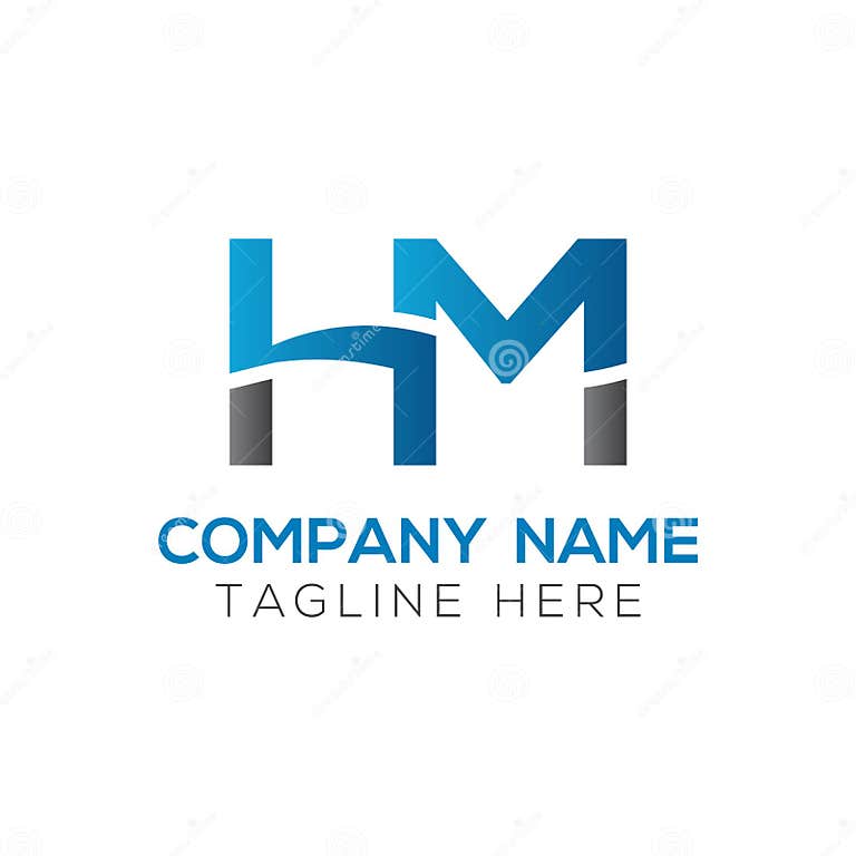 Letter HM Logo Design Linked Vector Template with Blue and Black Stock ...