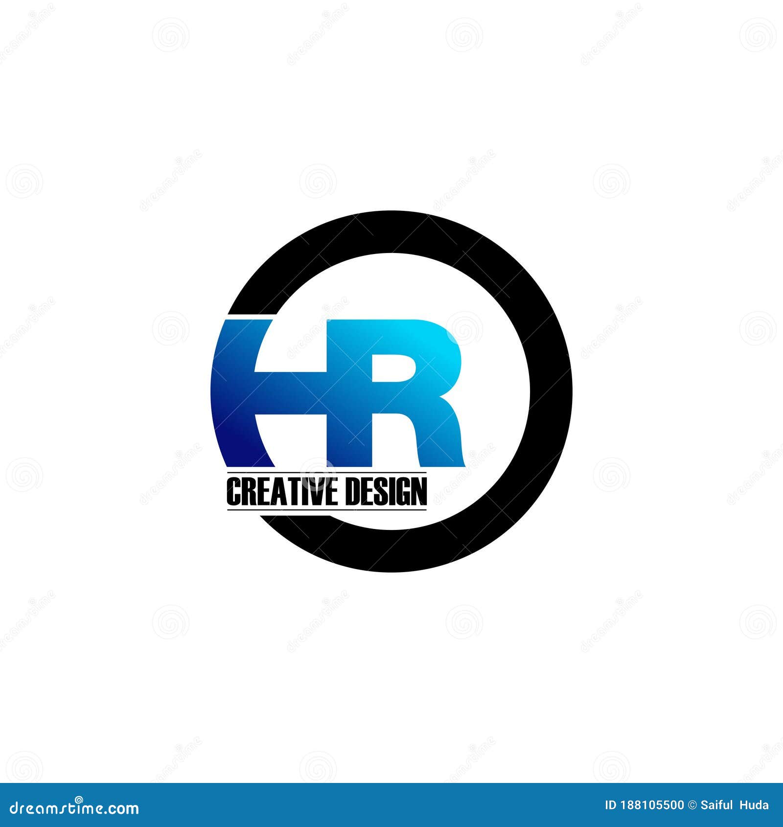 Letter HR Circle Monogram Logo Icon Design Vector. Stock Vector ...