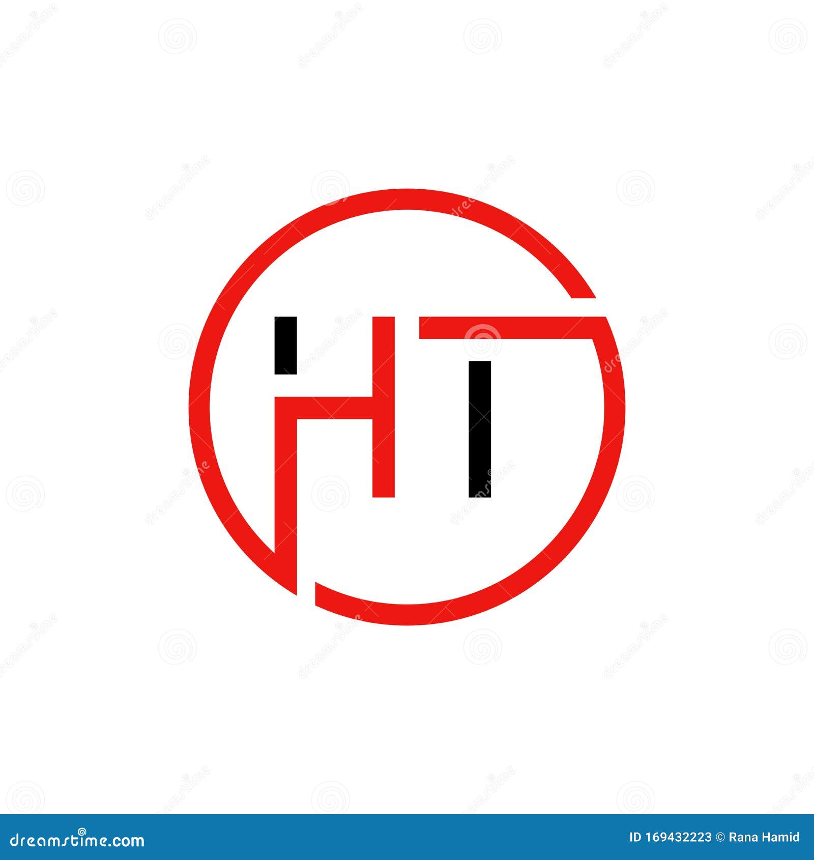 Letter HT Logo Design Linked Vector Template with Red and Black Stock ...