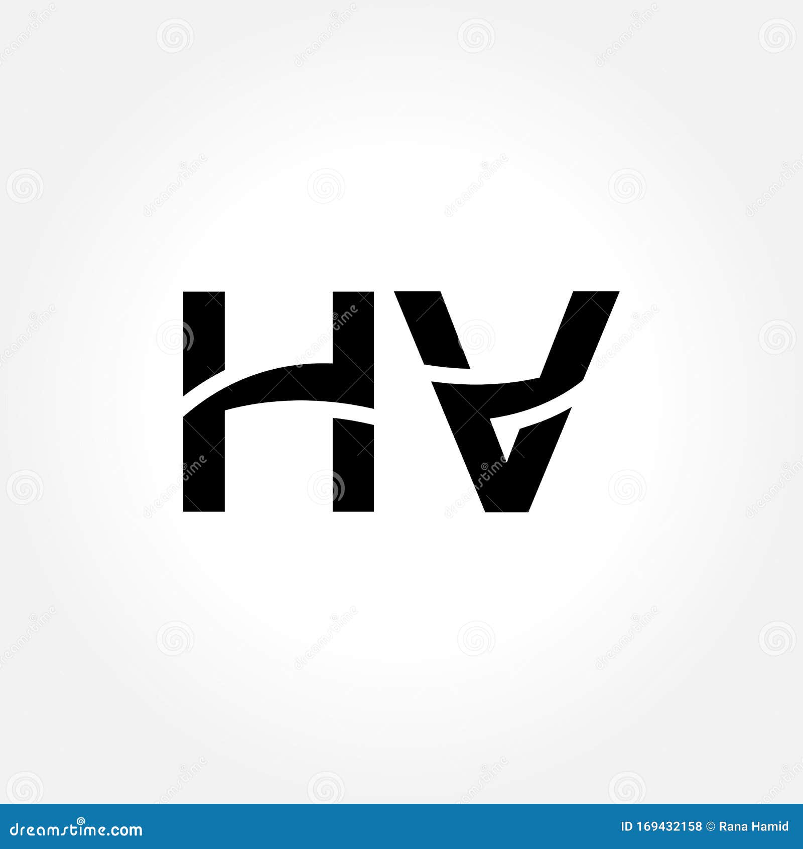 Letter HV Logo Design Linked Vector Template with Black Color Stock ...