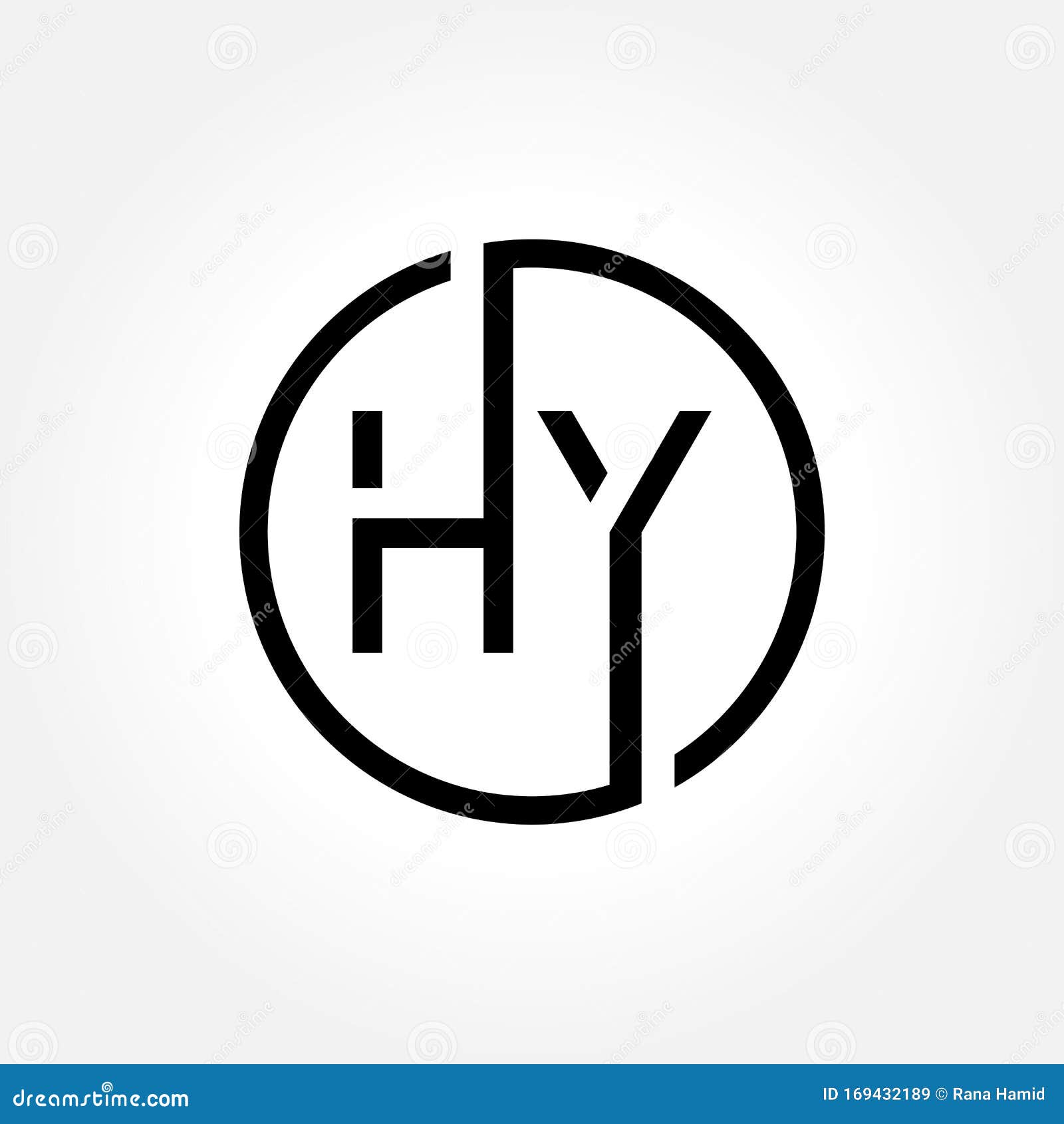 Letter HY Logo Design Linked Vector Template with Black Color Stock ...