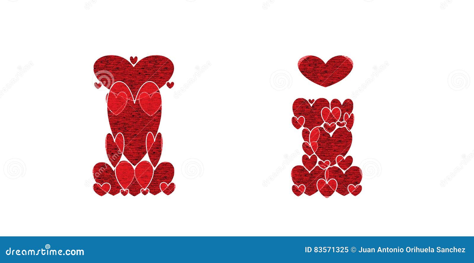 Letter I, of Alphabet Made from Hearts Stock Illustration ...