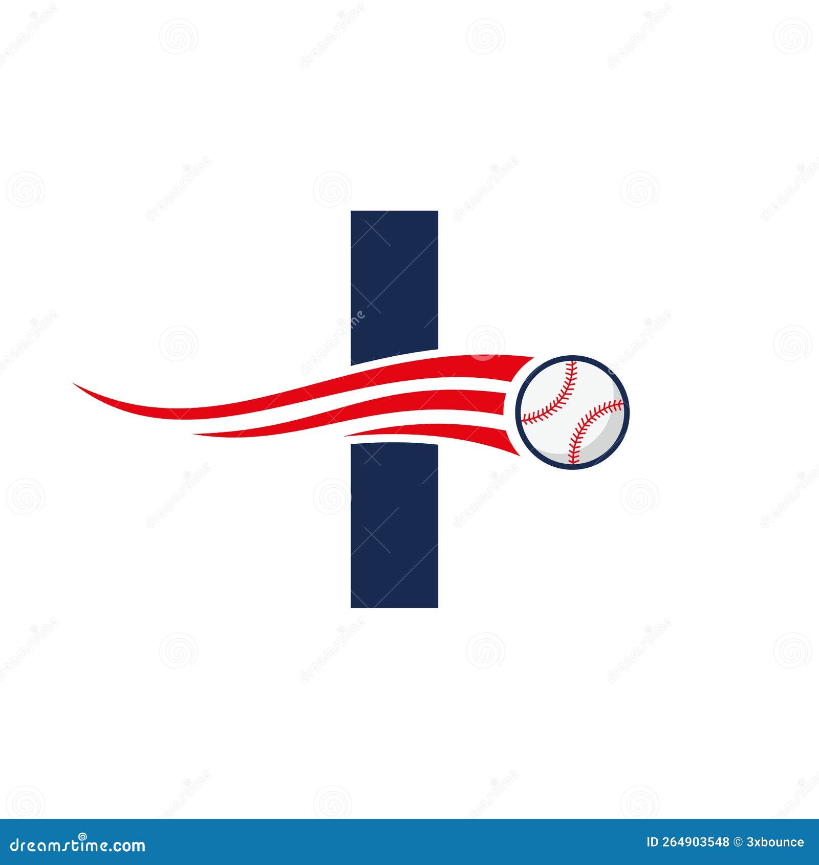 Letter I Baseball Logo Concept with Moving Baseball Icon Vector ...