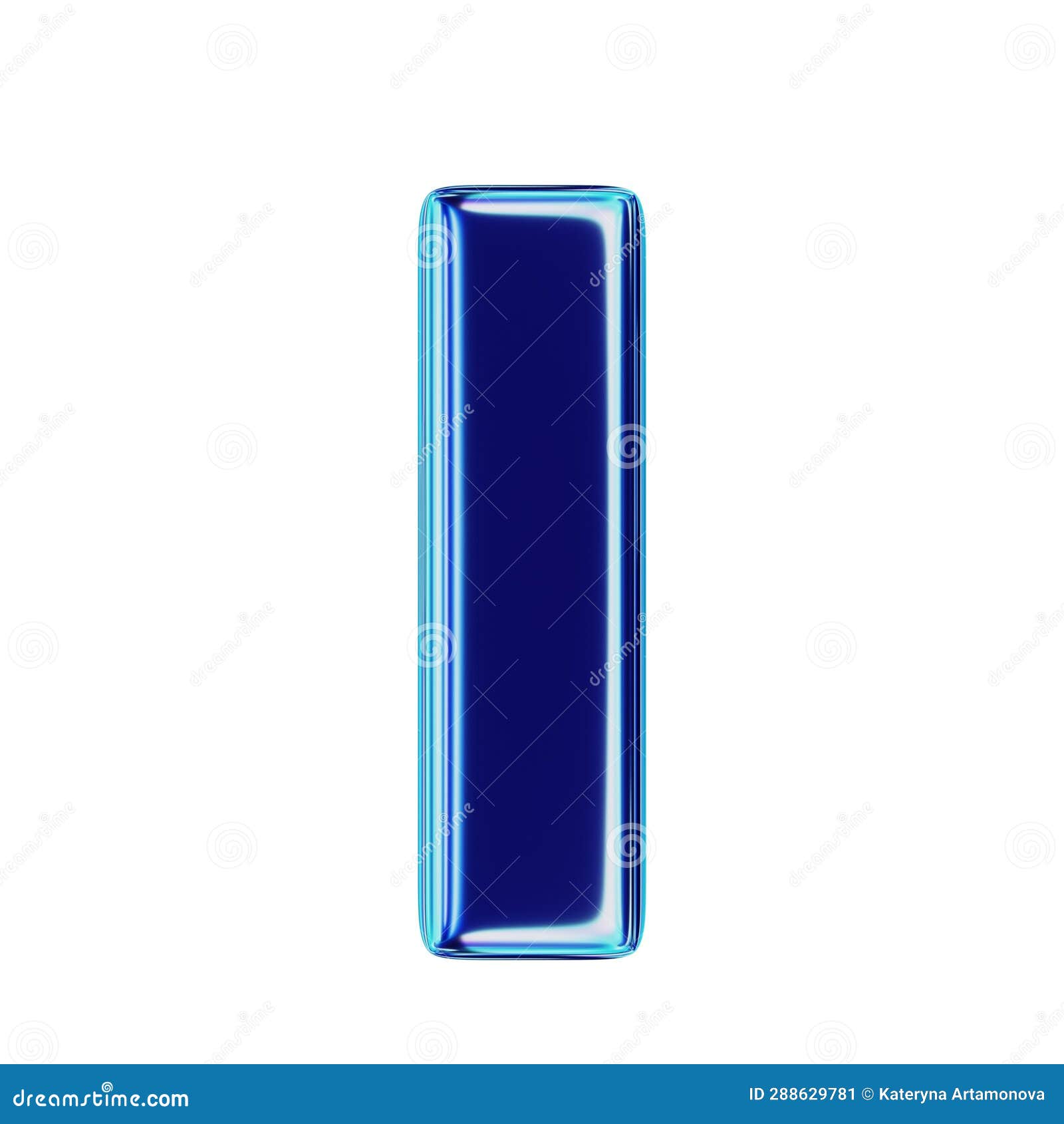 Letter I Blue Metallic. Isolated on White Background Stock Illustration ...