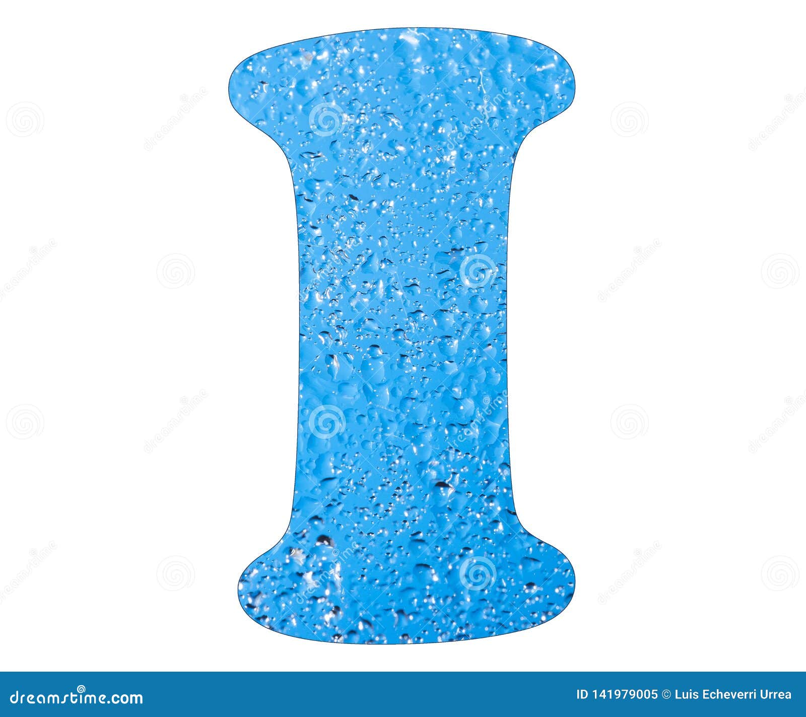 Letter I, Blue Water Drops - White Background Stock Image - Image of ...