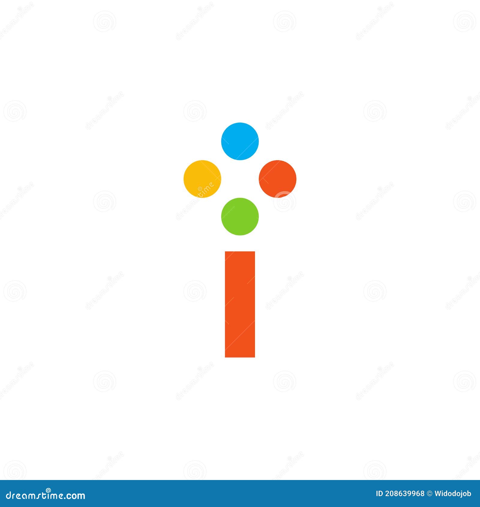 Letter I colorful dots stock vector. Illustration of color - 208639968