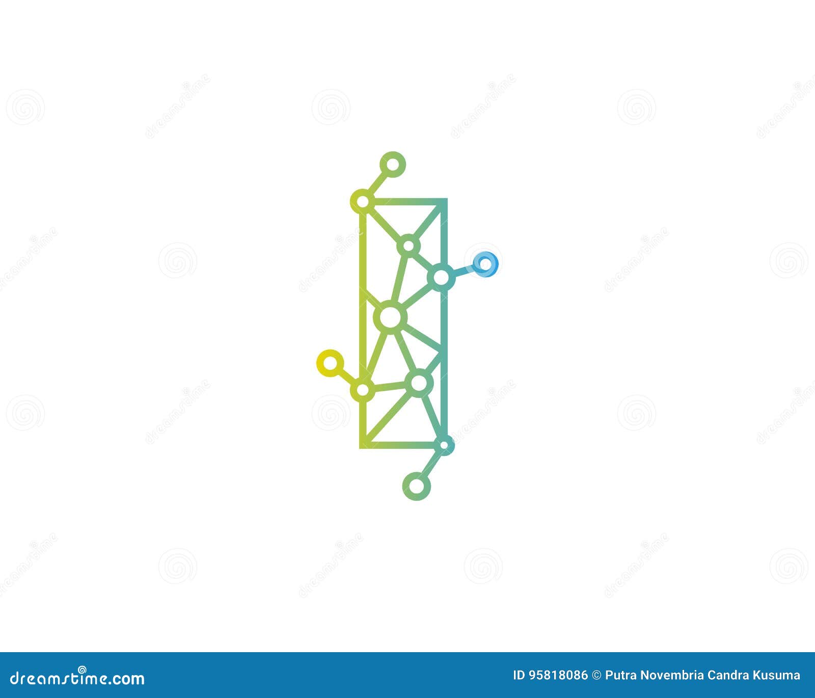 Letter I Connect Dot Network Icon Logo Design Element Stock Vector ...