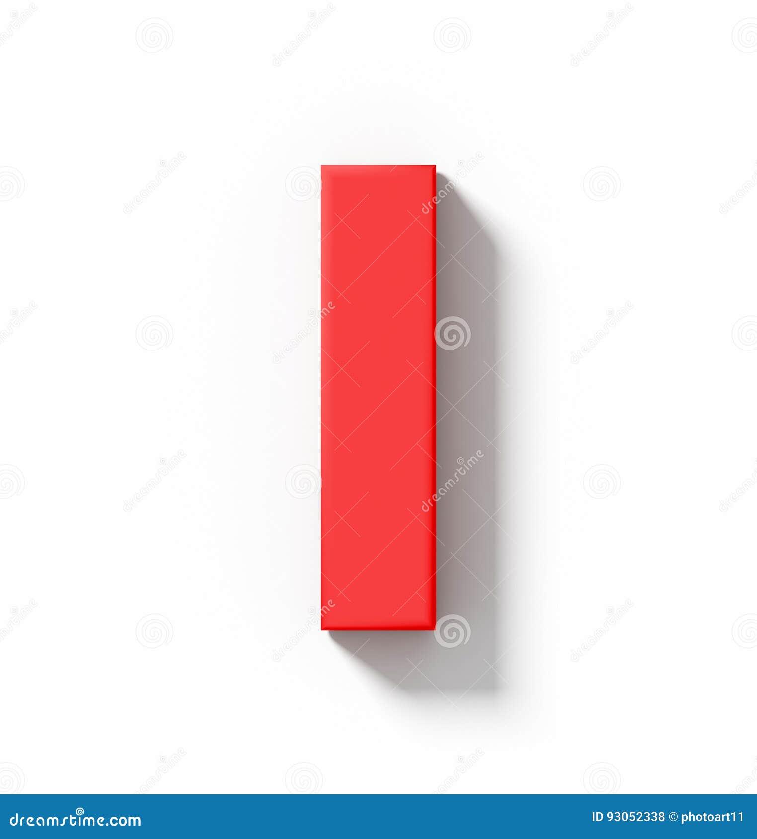 Letter I 3D Red Isolated on White with Shadow - Orthogonal Projection ...