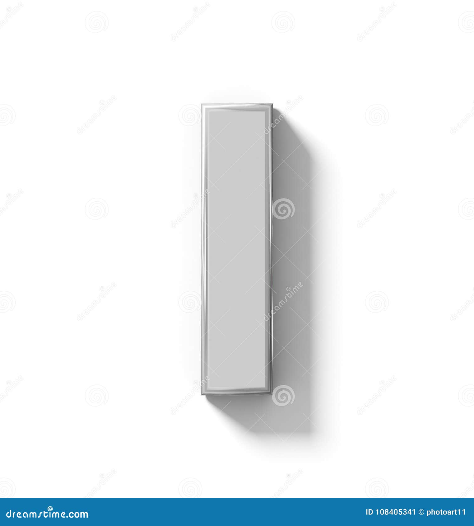 Letter I 3D Silver Isolated on White with Shadow - Orthogonal Pr Stock ...
