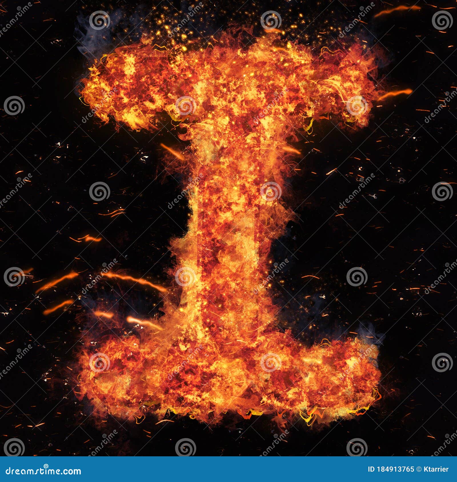 Letter I Flame Explosion Shape with Embers and Sparks Stock ...