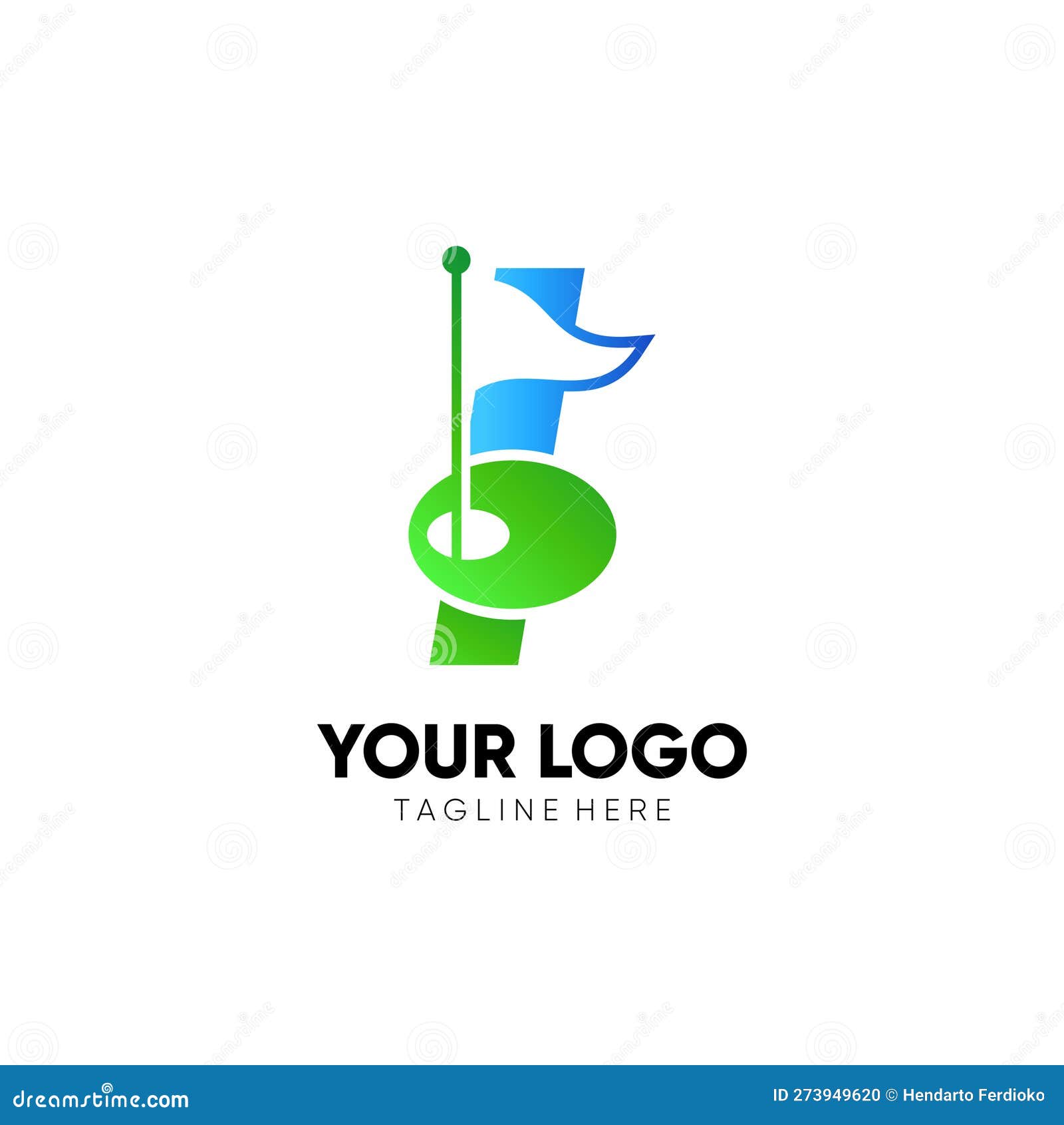Letter I Initial Golf Flag Logo Design Vector Icon Graphic Emblem ...