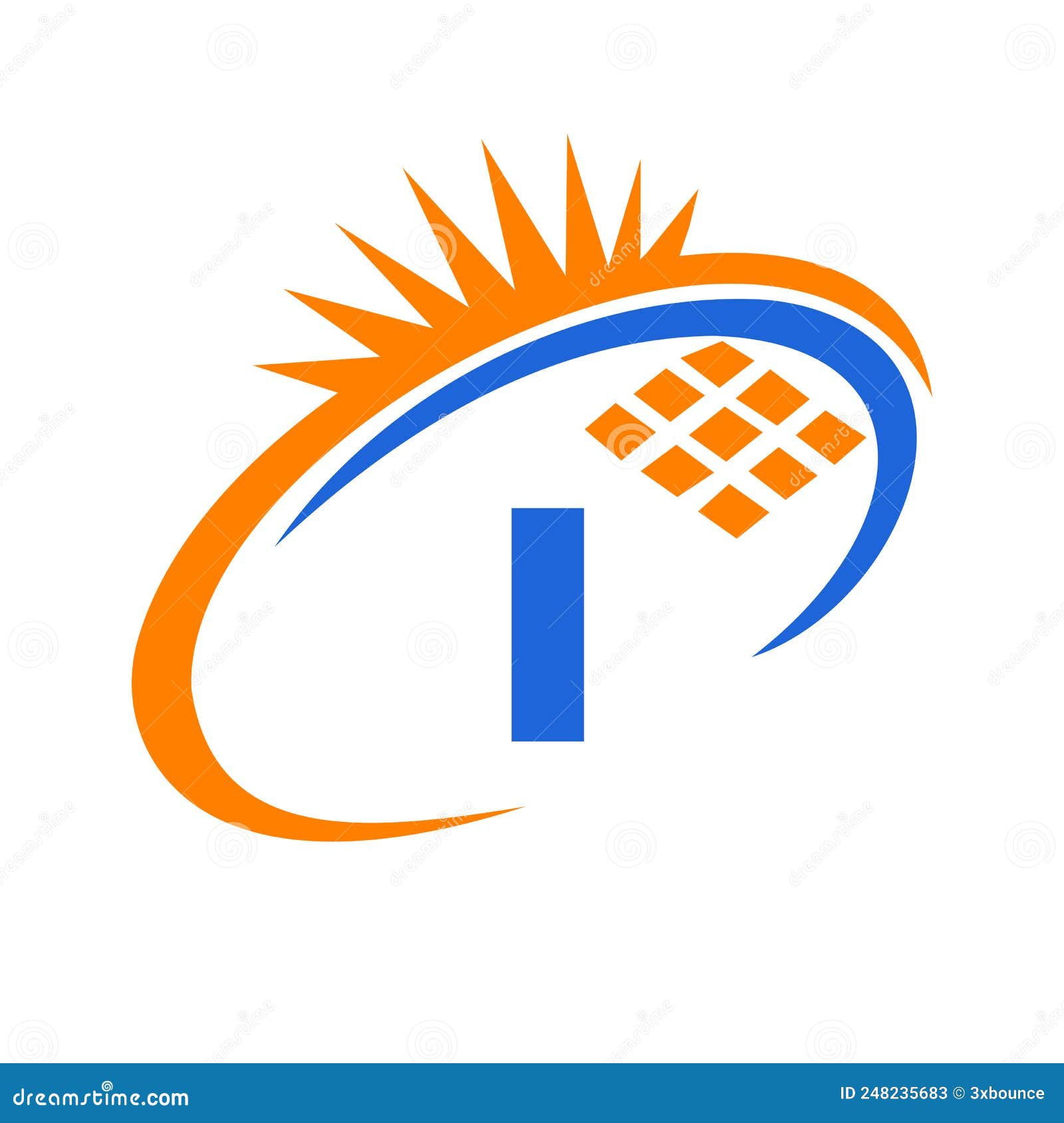 Letter I Inside Solar Cell or Solar Panel Energy Logo Design. Letter I ...