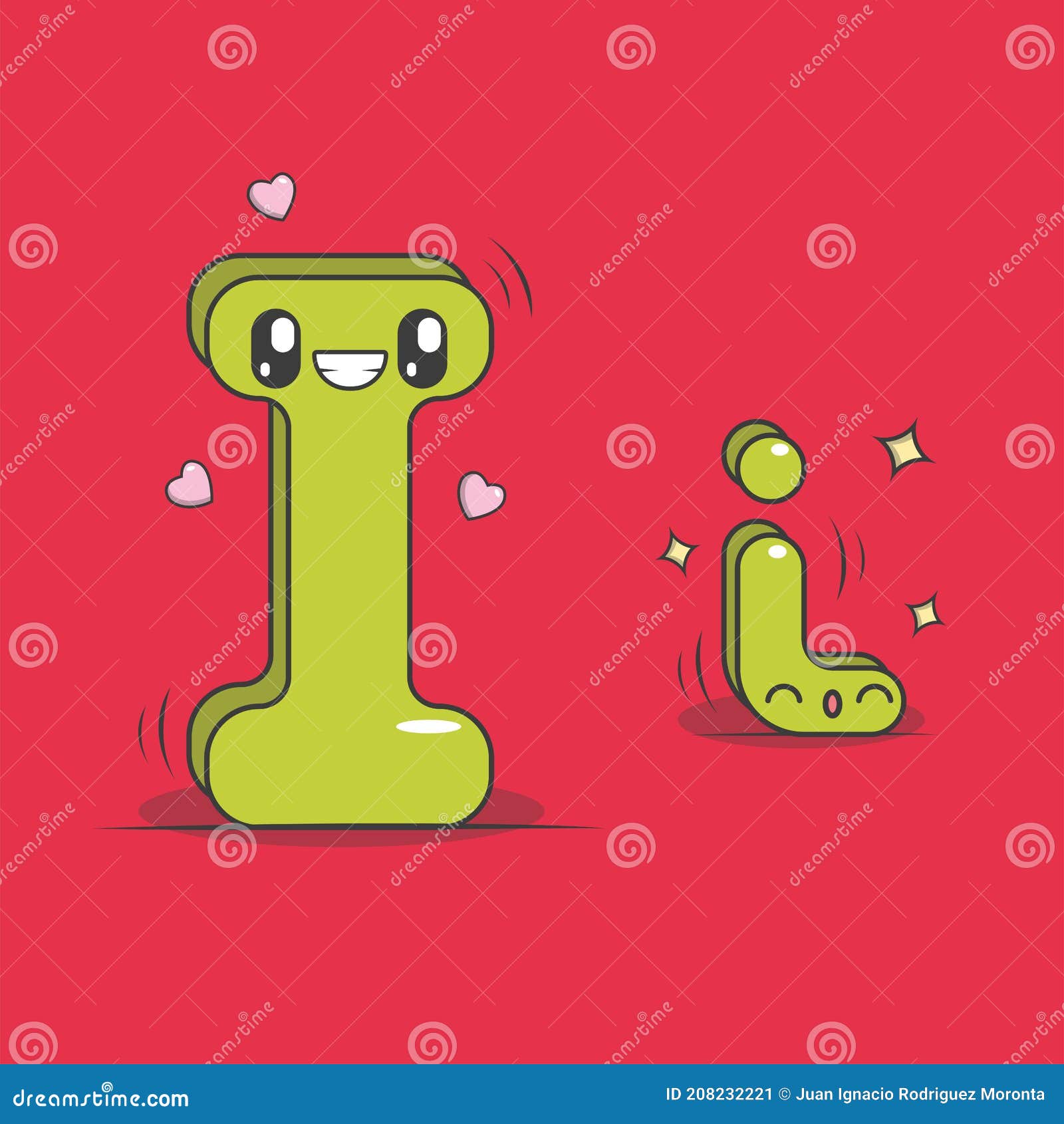 Letter I kawaii style stock vector. Illustration of drawing - 208232221