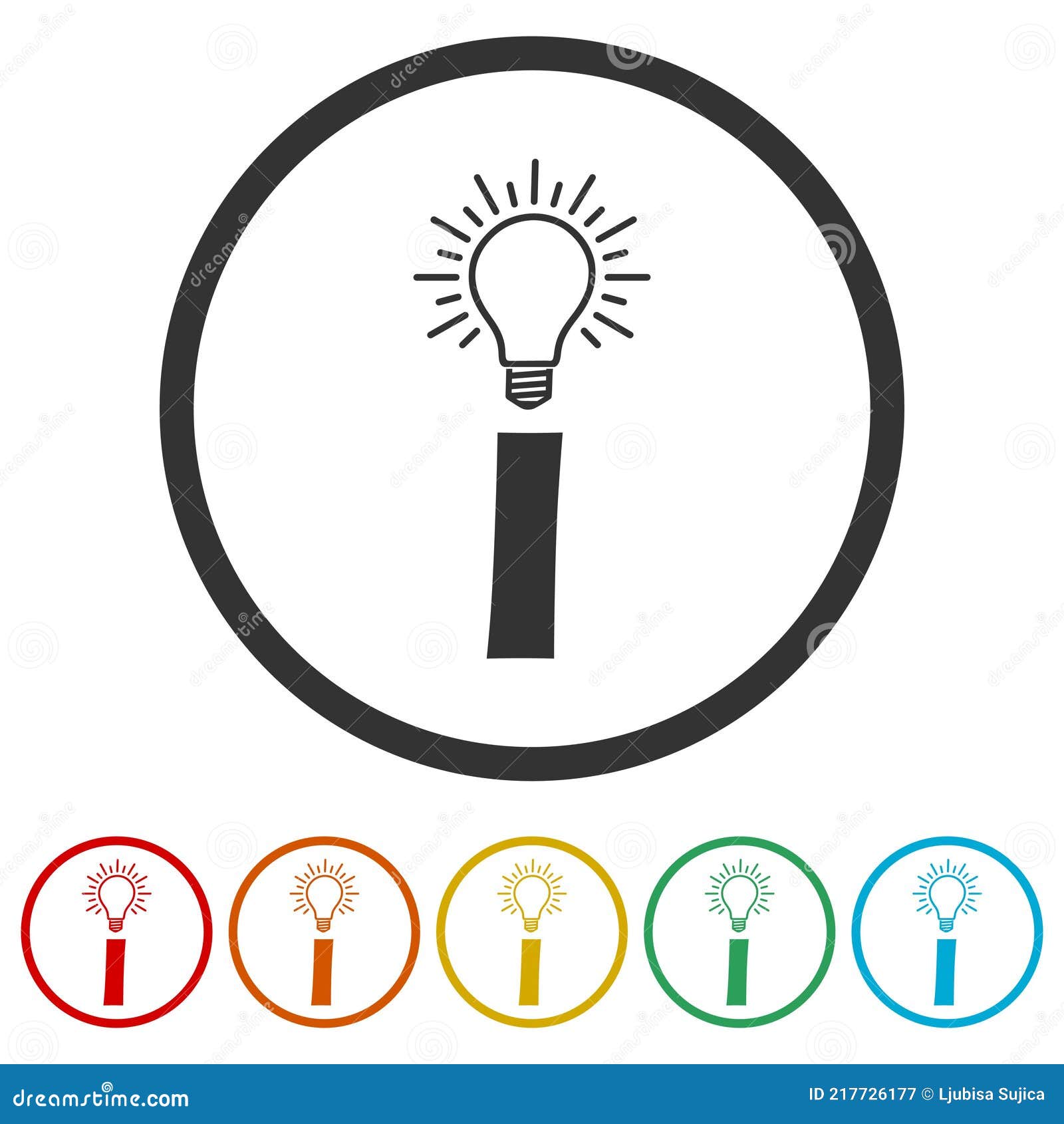 Letter I Light Bulb Logo Color Set Stock Vector - Illustration of ...