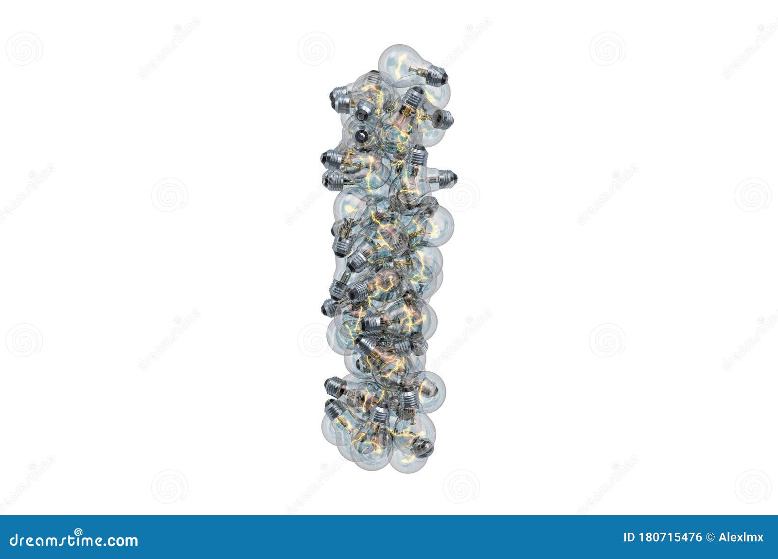 Letter I from Light Bulbs, 3D Rendering Stock Illustration ...