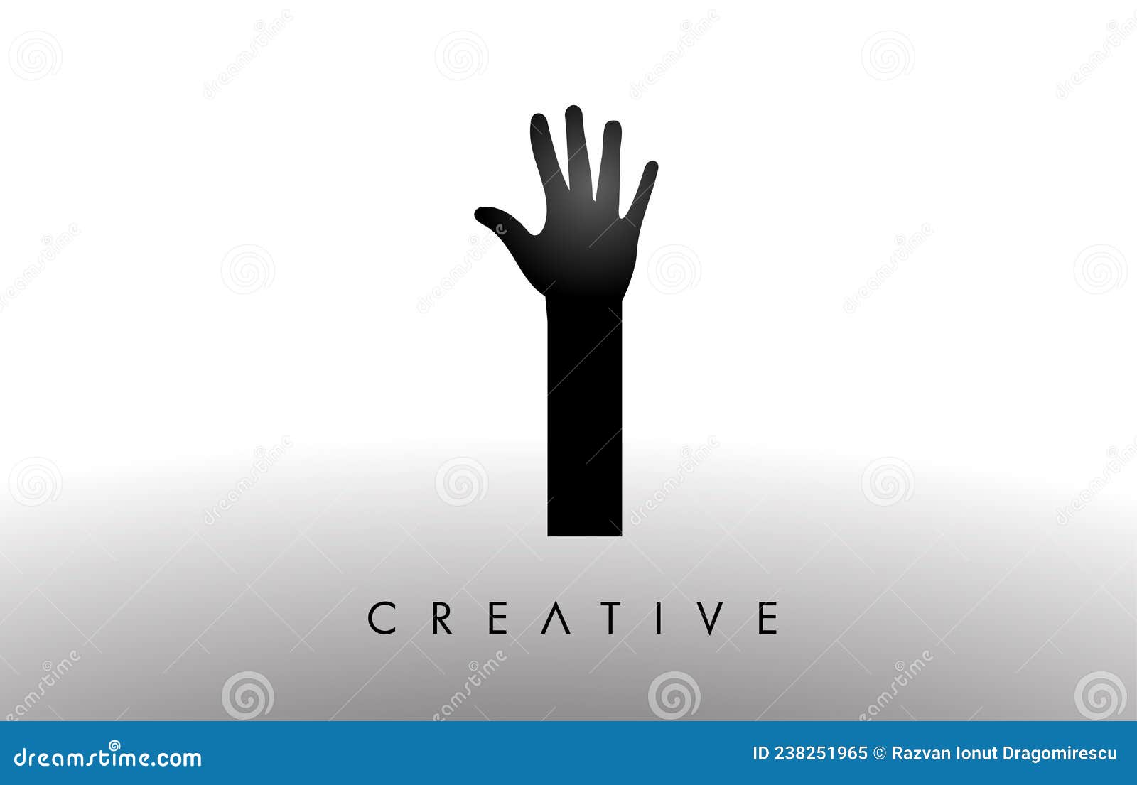 Letter I Logo with Hand Silhouette Vector Icon Illustration. Creative ...