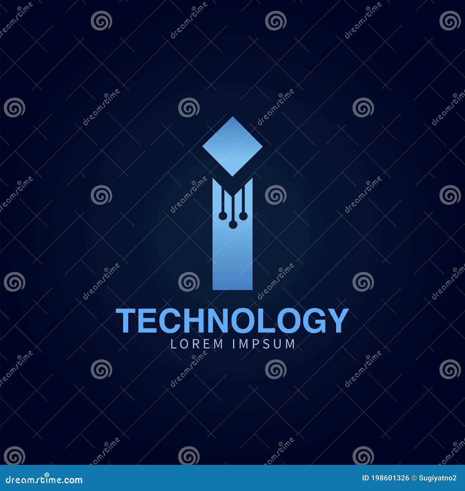 Letter I Logotype Blue Color,Technology and Digital Abstract Dot ...