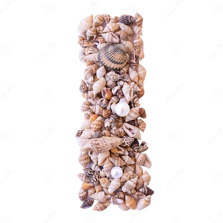Letter I Made of Tiny Seashells. Stock Photo - Image of nature, draw ...