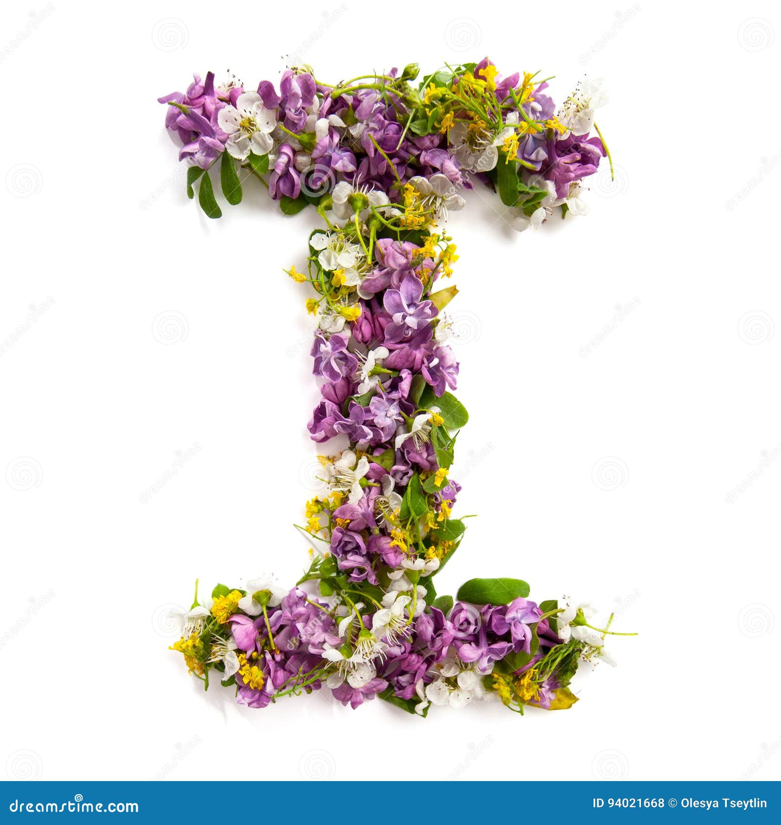 The Letter Â«IÂ» Made of Various Natural Small Flowers. Stock Photo ...
