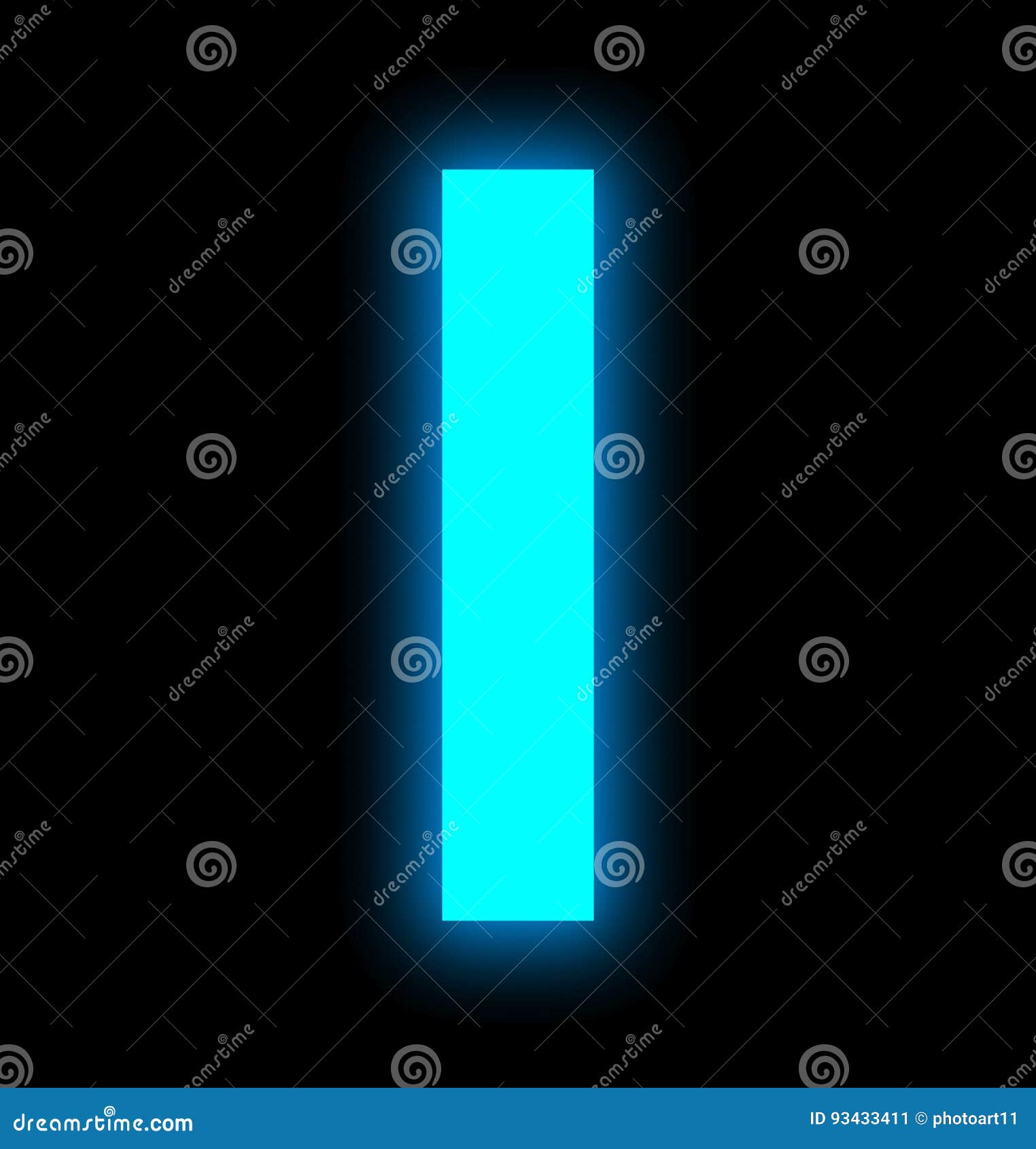 Letter I Neon Light Full Isolated on Black Stock Illustration ...