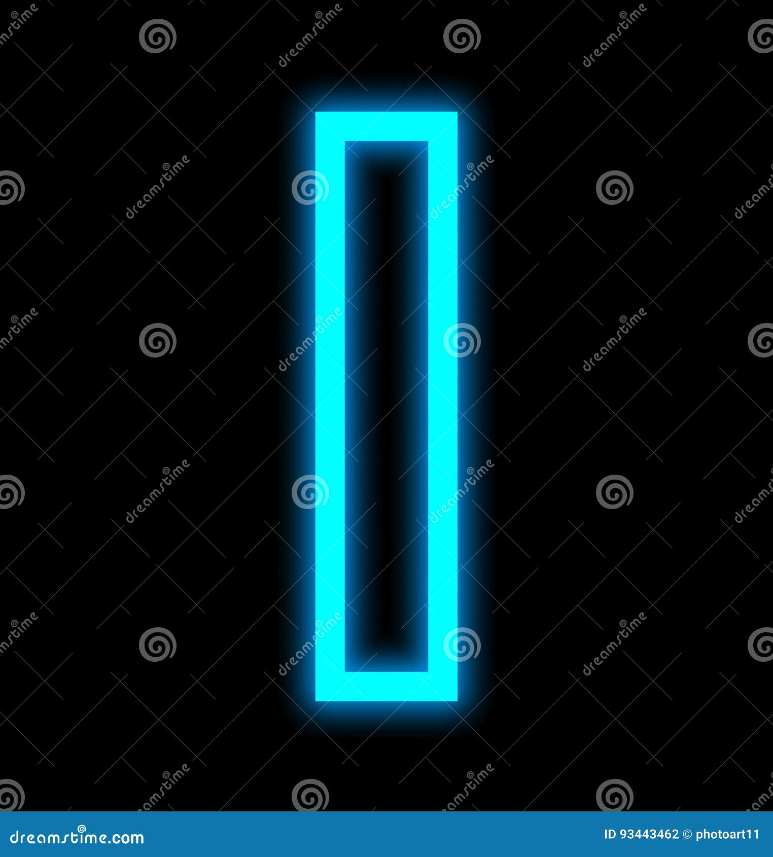 Letter I Neon Lights Outlined Isolated on Black Stock Illustration ...