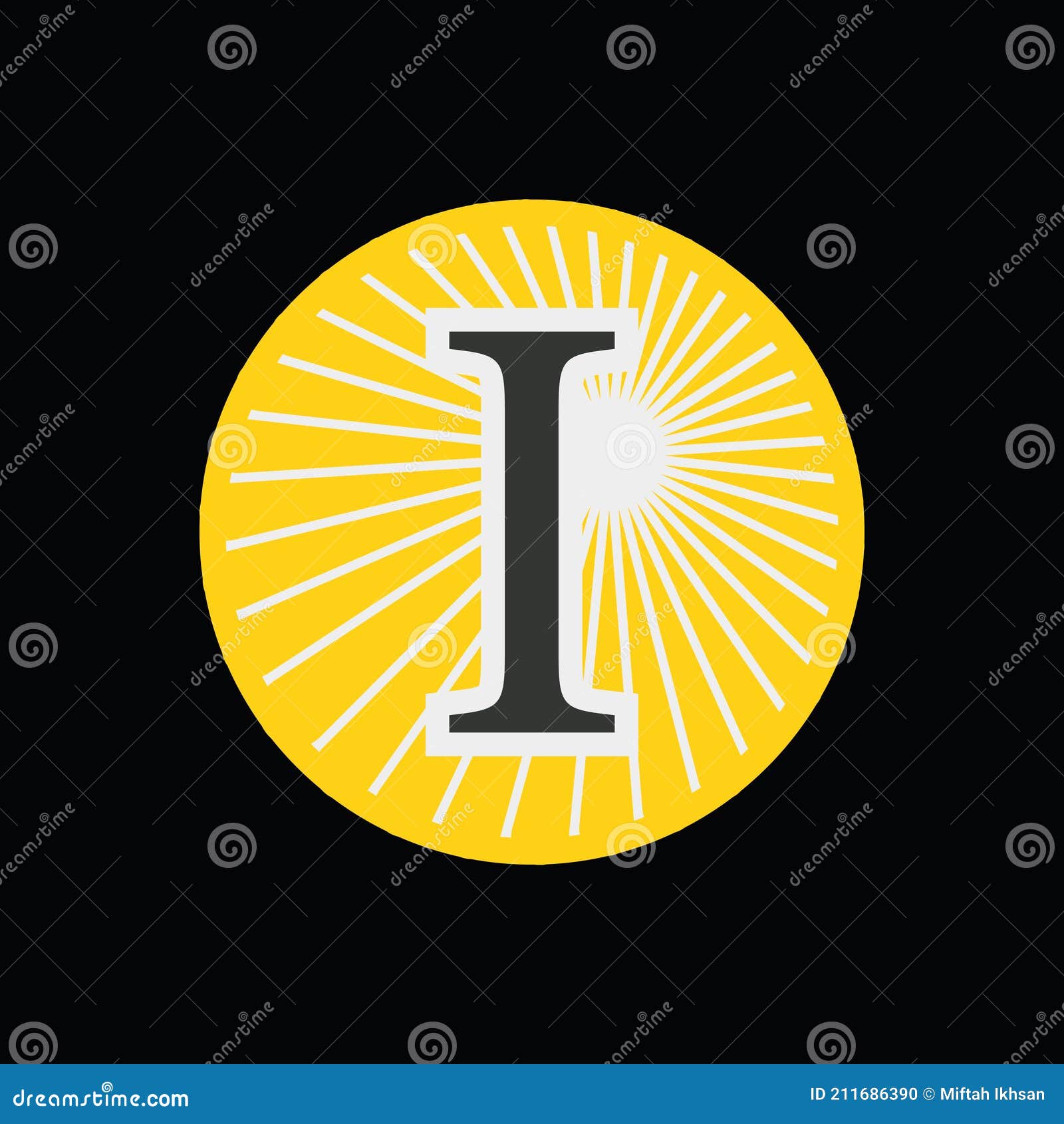 Letter I in Sunlight Alphabetic Design Stock Vector - Illustration of ...