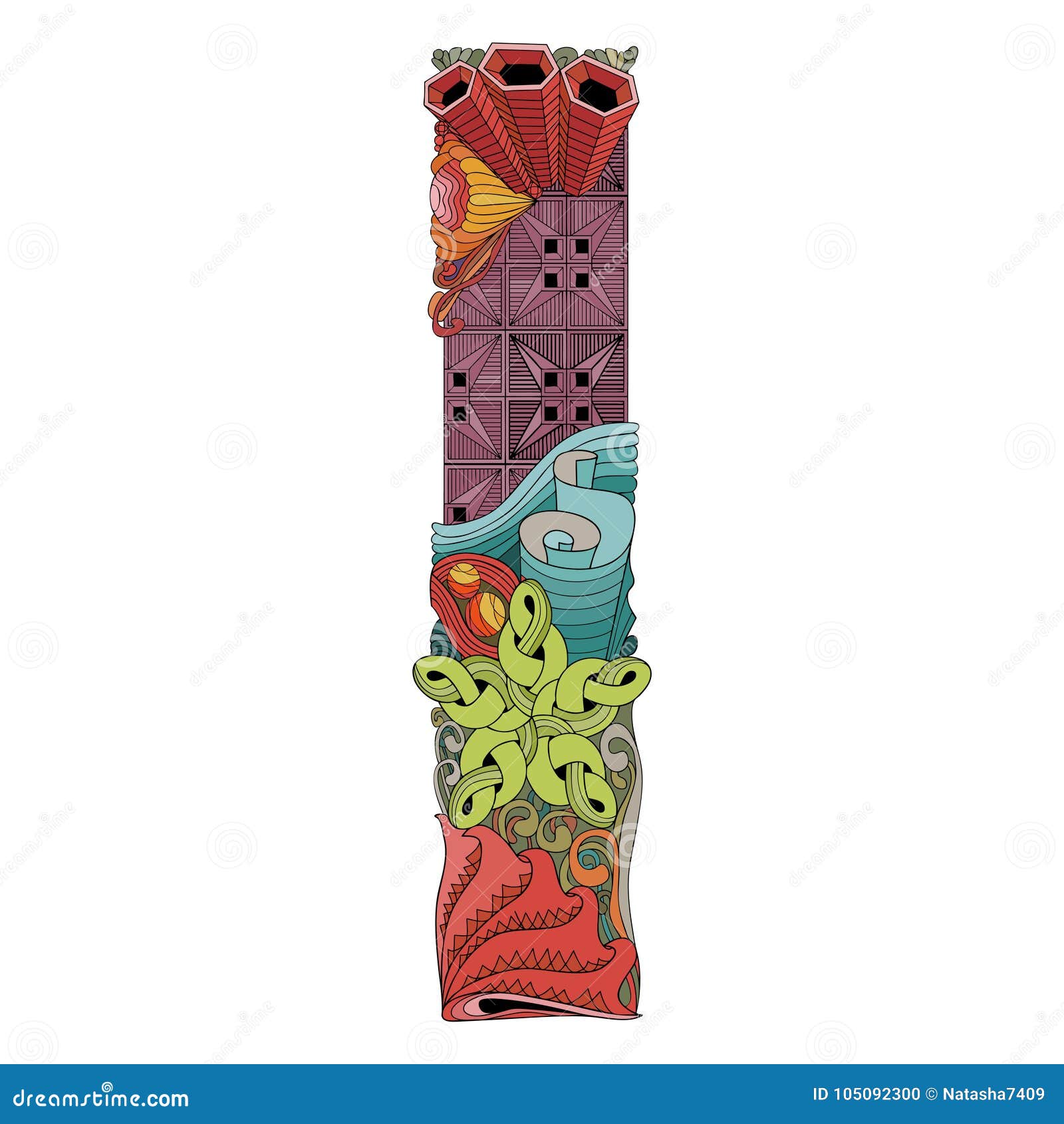 Letter I Zentangle. Vector Decorative Object Stock Vector ...