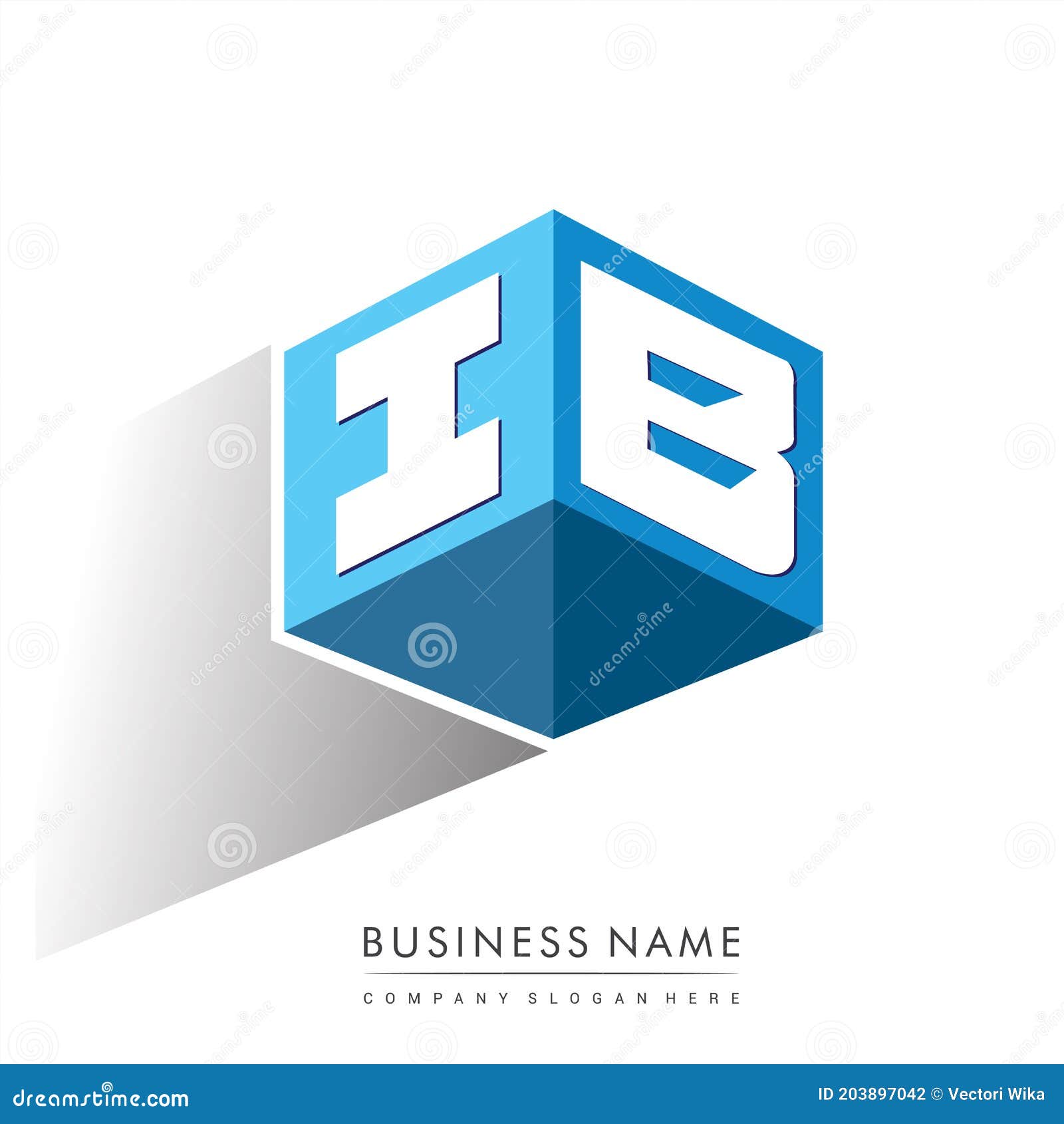 Letter IB Logo in Hexagon Shape and Blue Background, Cube Logo with ...