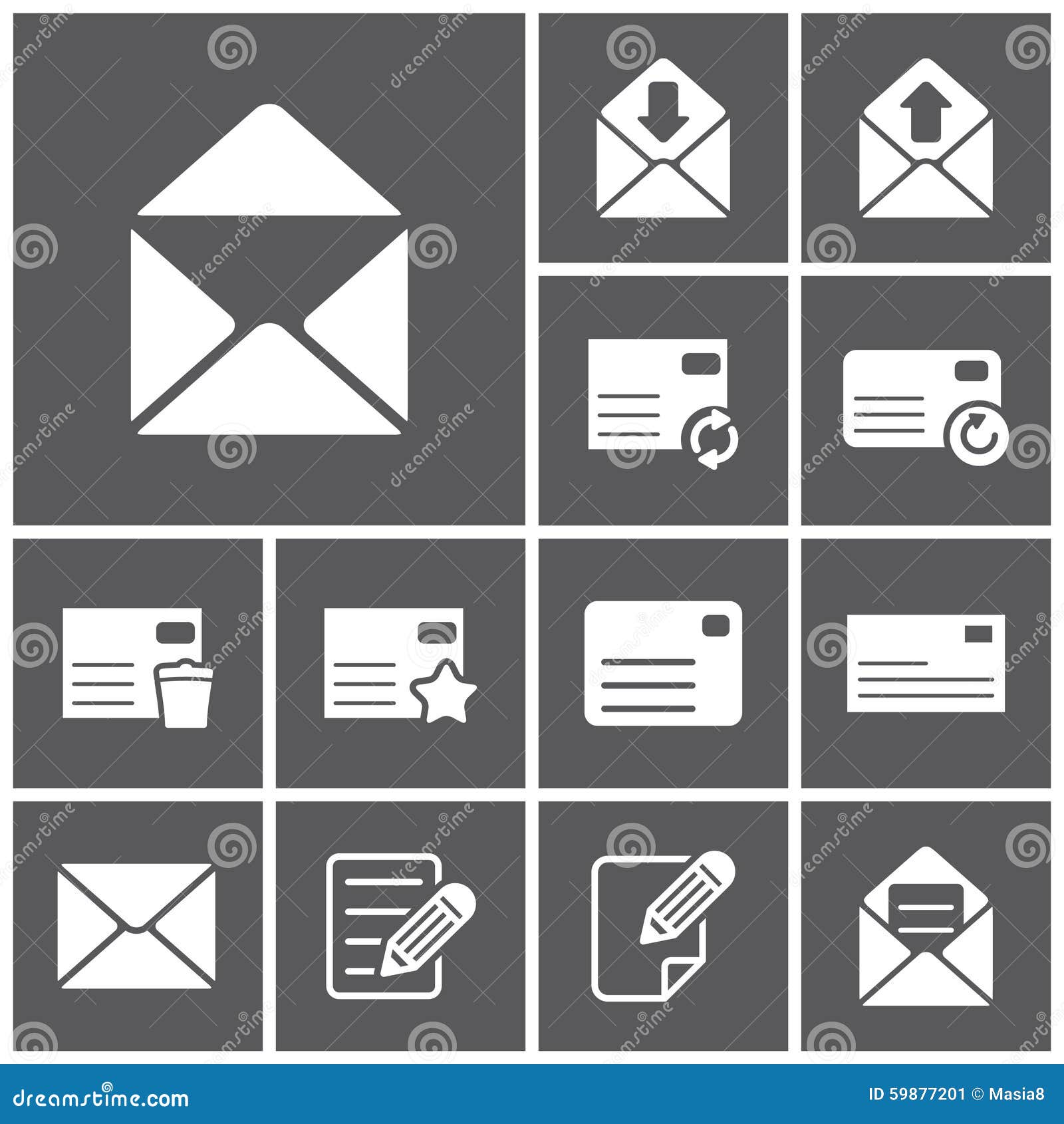 Letter icons stock illustration. Illustration of envelope - 59877201