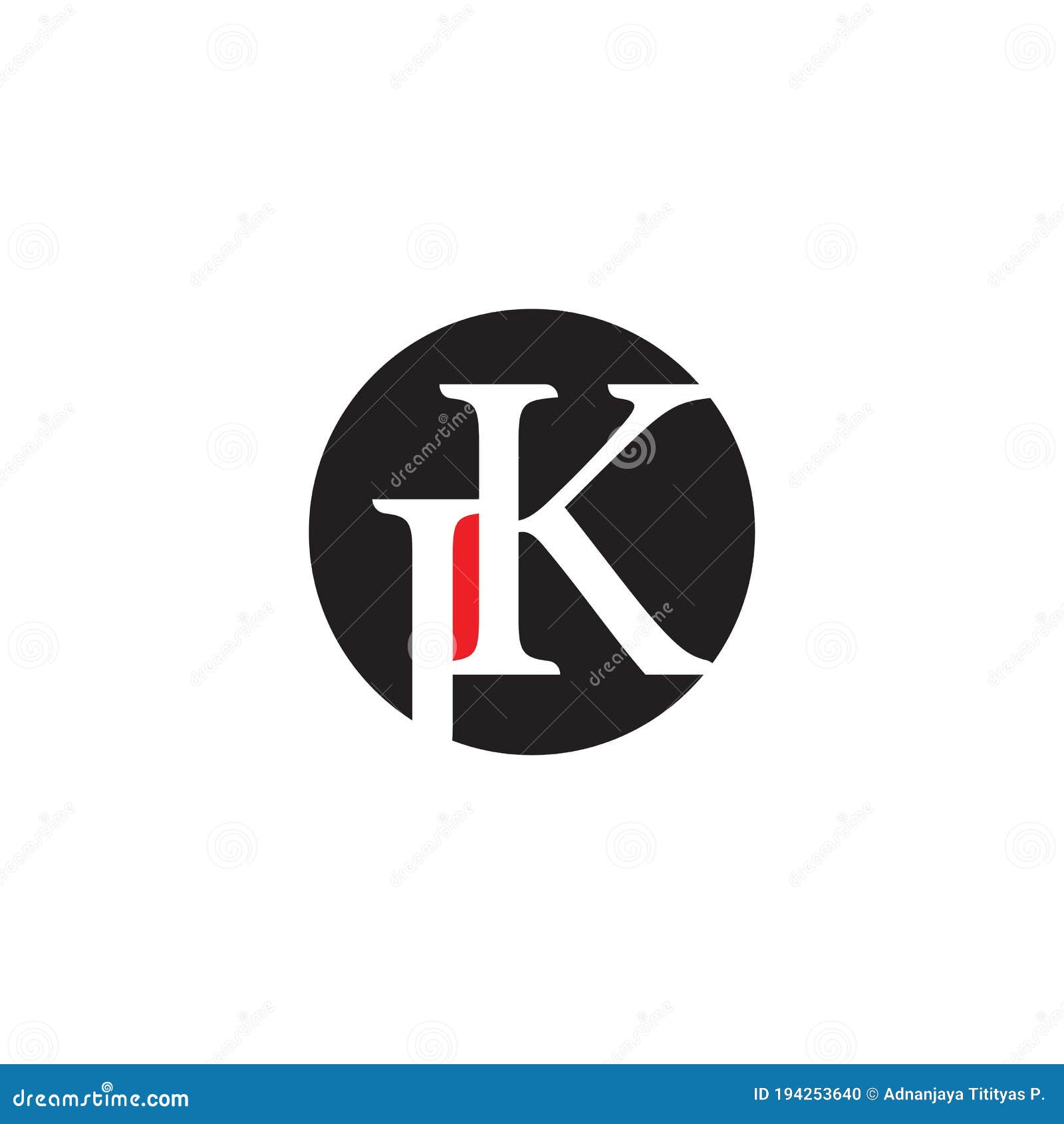 Letter Ik Negative Space Circle Logo Vector Stock Vector - Illustration ...