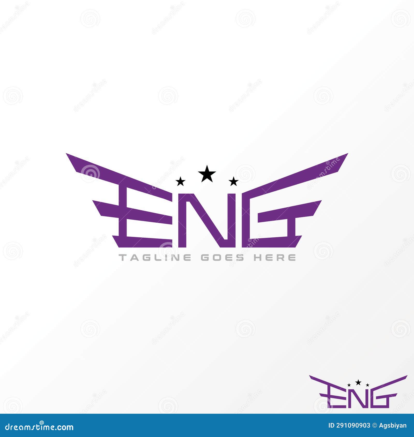 Letter Initial ENG Font Like Eagle Wings. Related Monogram Typography ...