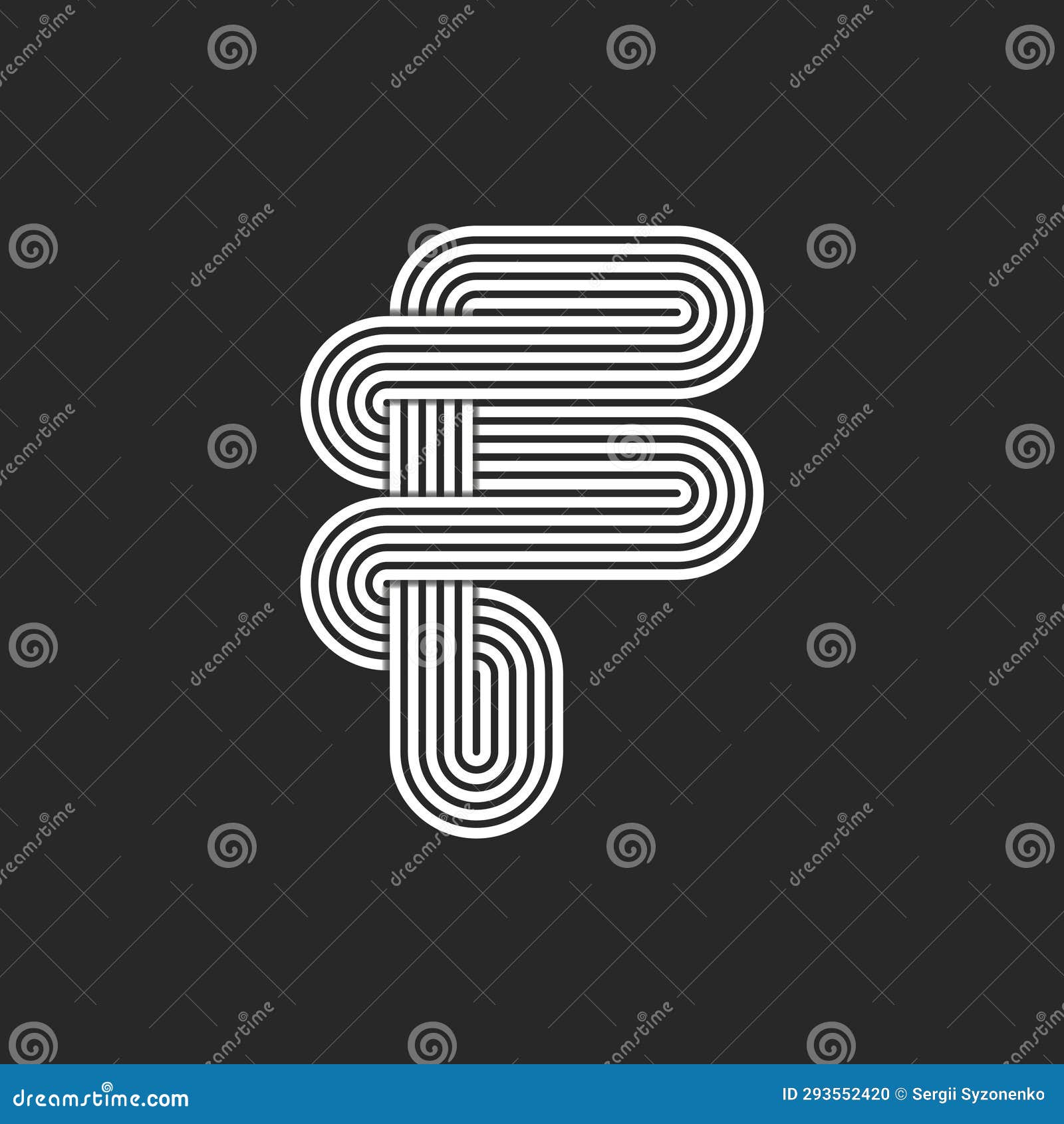 Letter Initial F Logo Monogram, Parallel White Overlapping Thin Lines ...