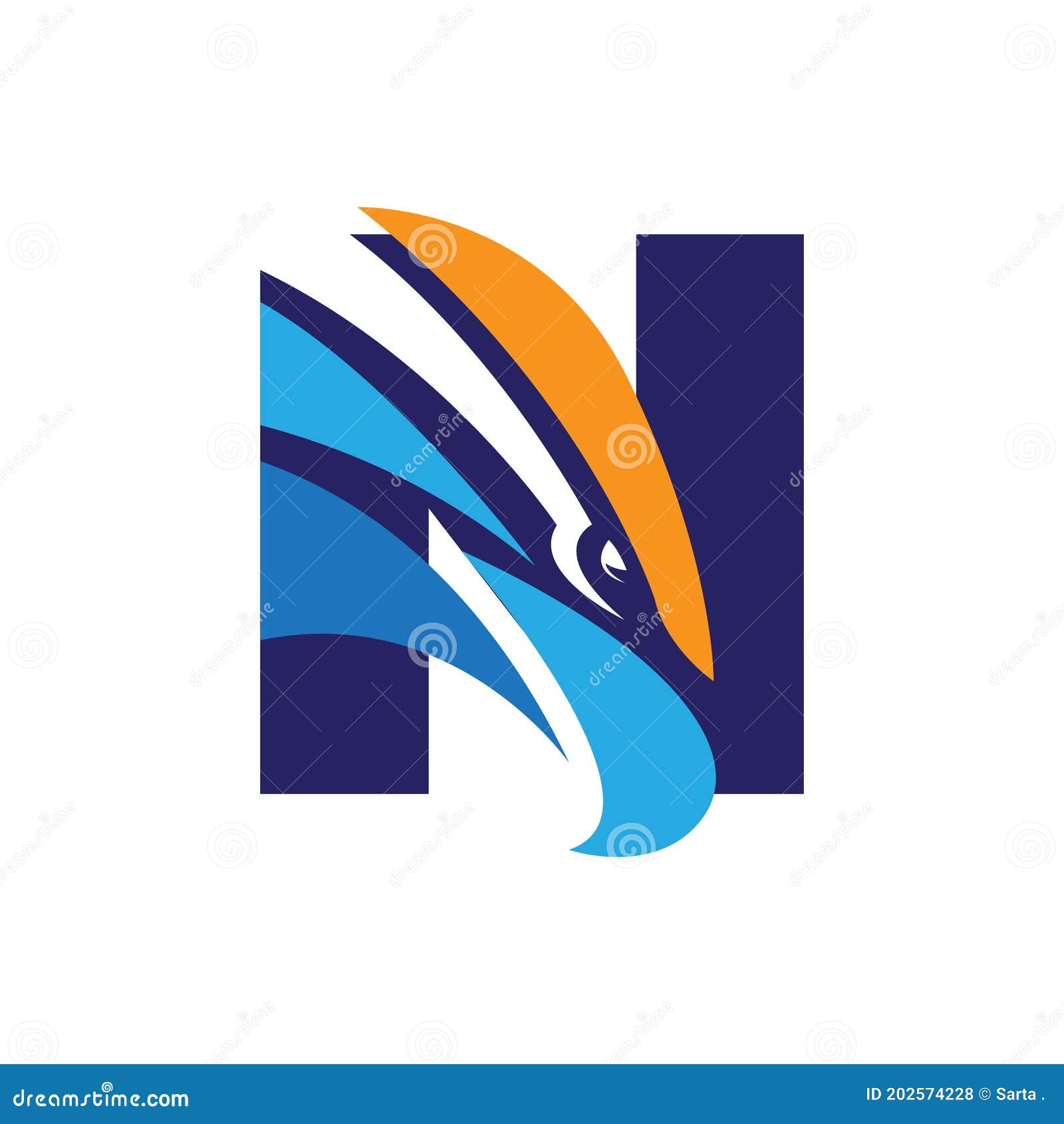 Letter N Initial Logo with Eagle Head Vector Template Stock ...