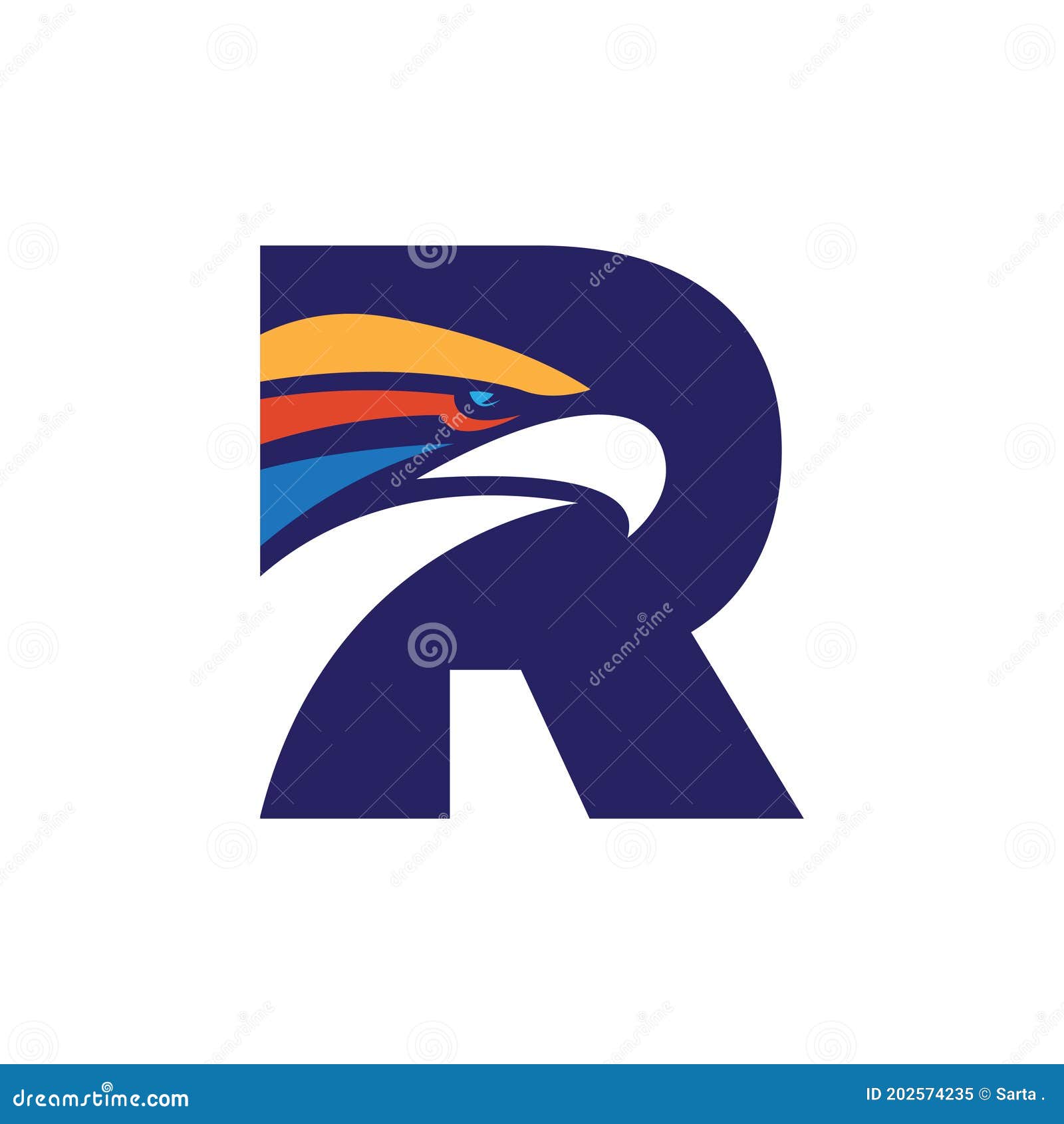 Letter R Initial Logo with Eagle Head Vector Template Stock ...
