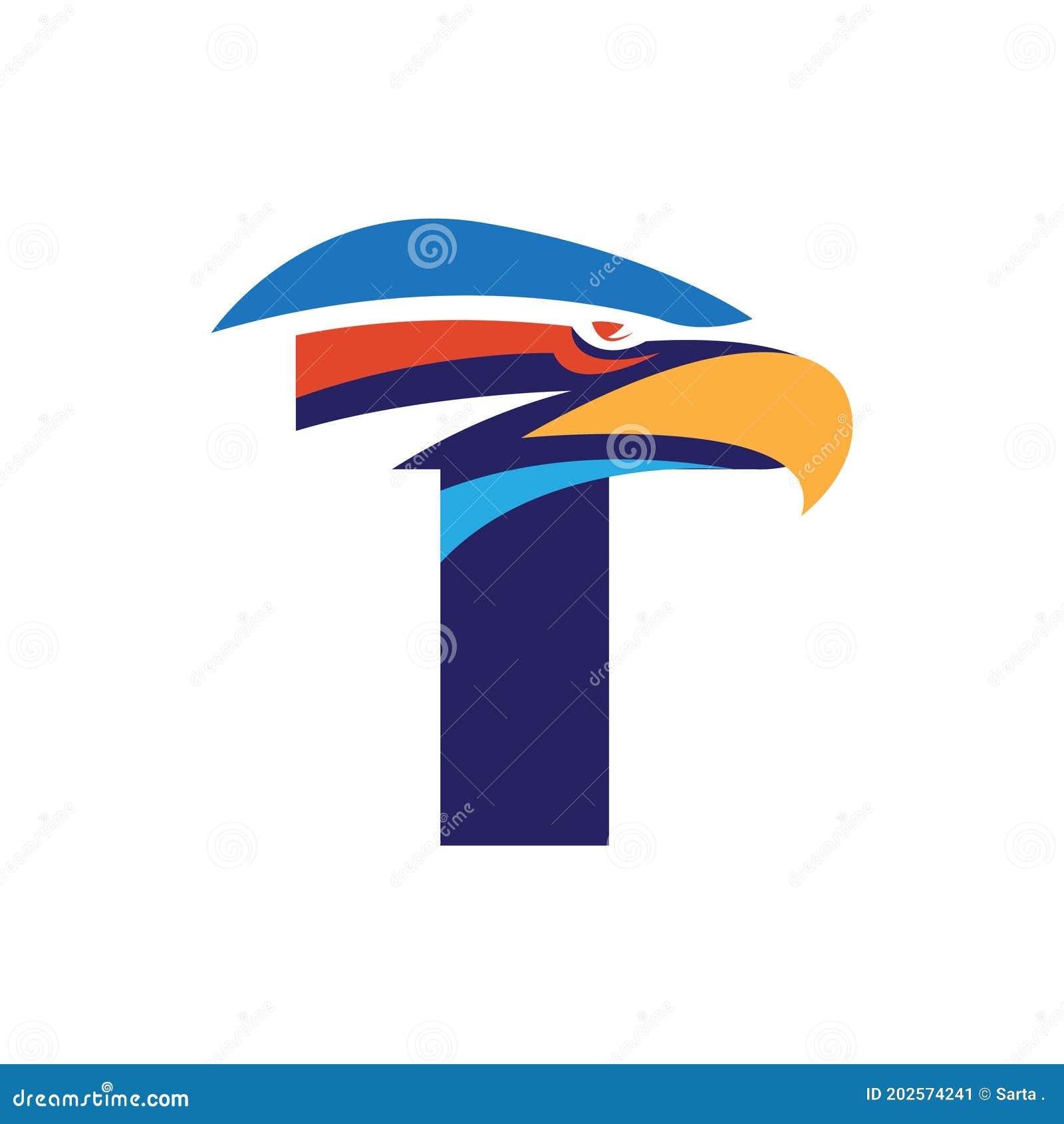 Letter T Initial Logo with Eagle Head Vector Template Stock ...