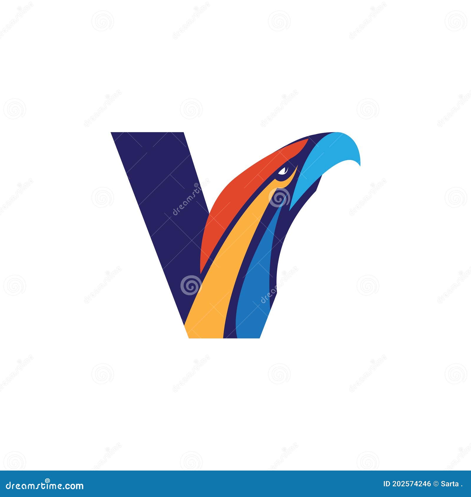 Letter V Initial Logo with Eagle Head Vector Template Stock ...