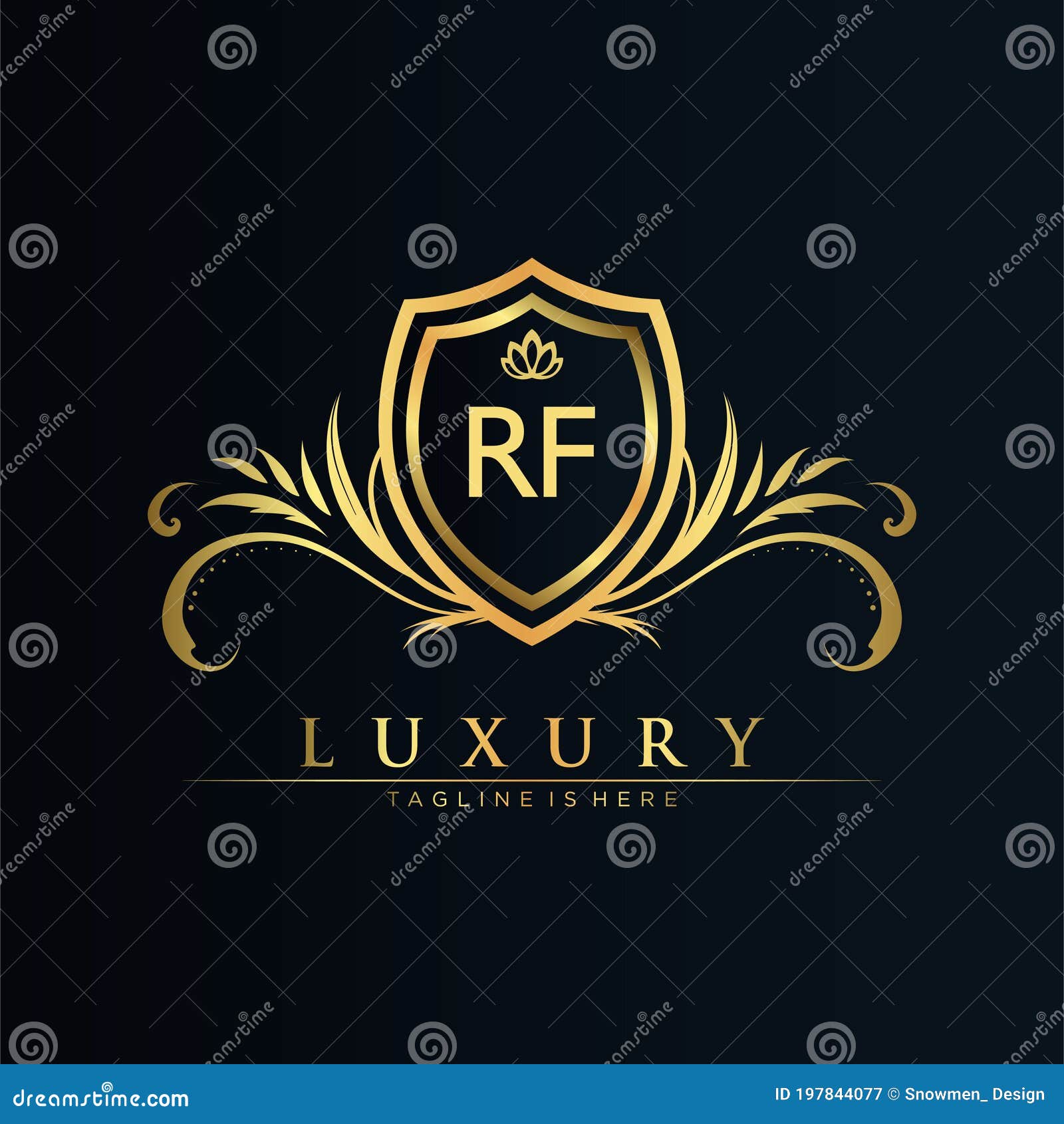 RF Letter Initial with Royal Template.elegant with Crown Logo Vector ...