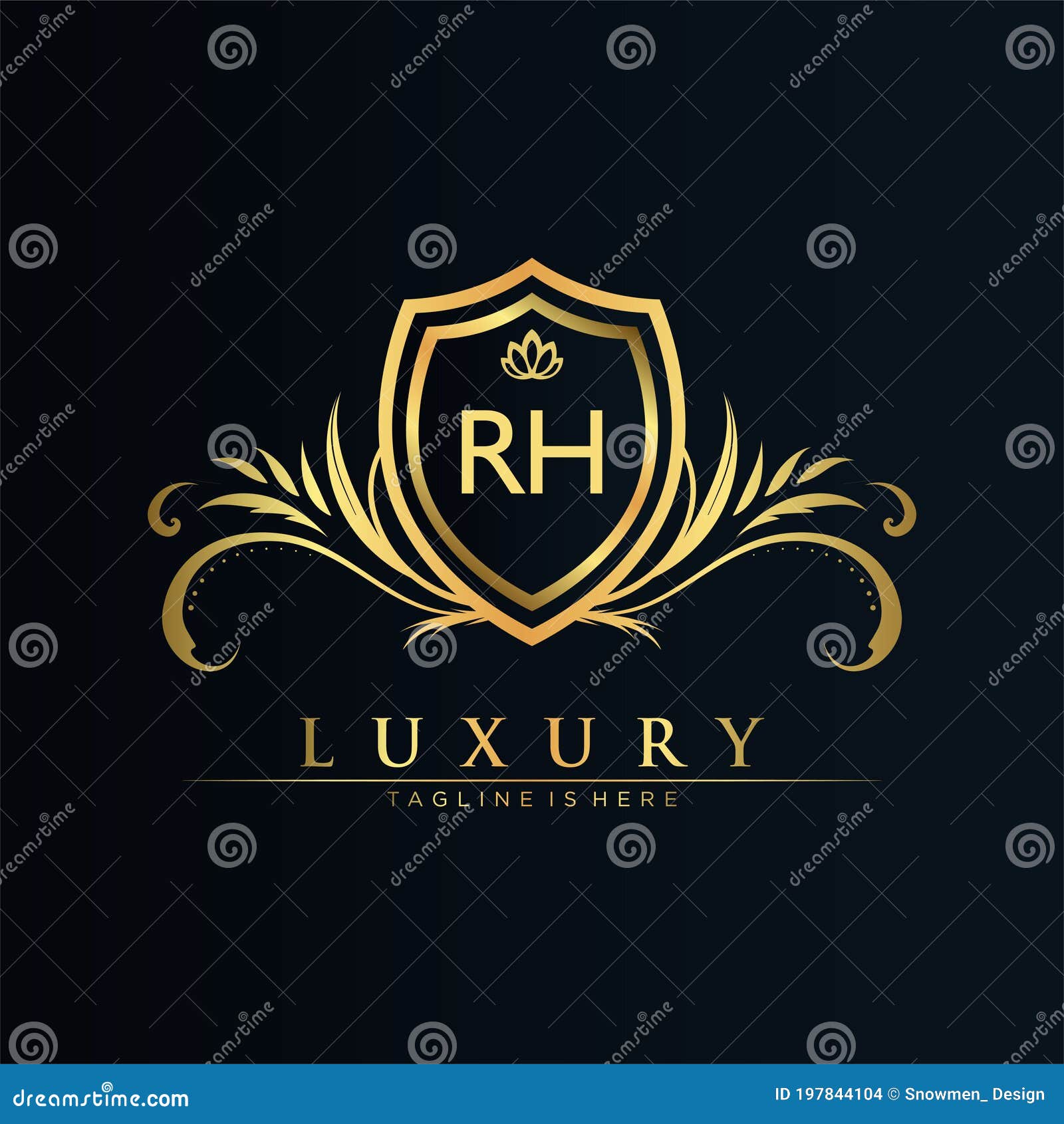 RH Letter Initial with Royal Template.elegant with Crown Logo Vector ...
