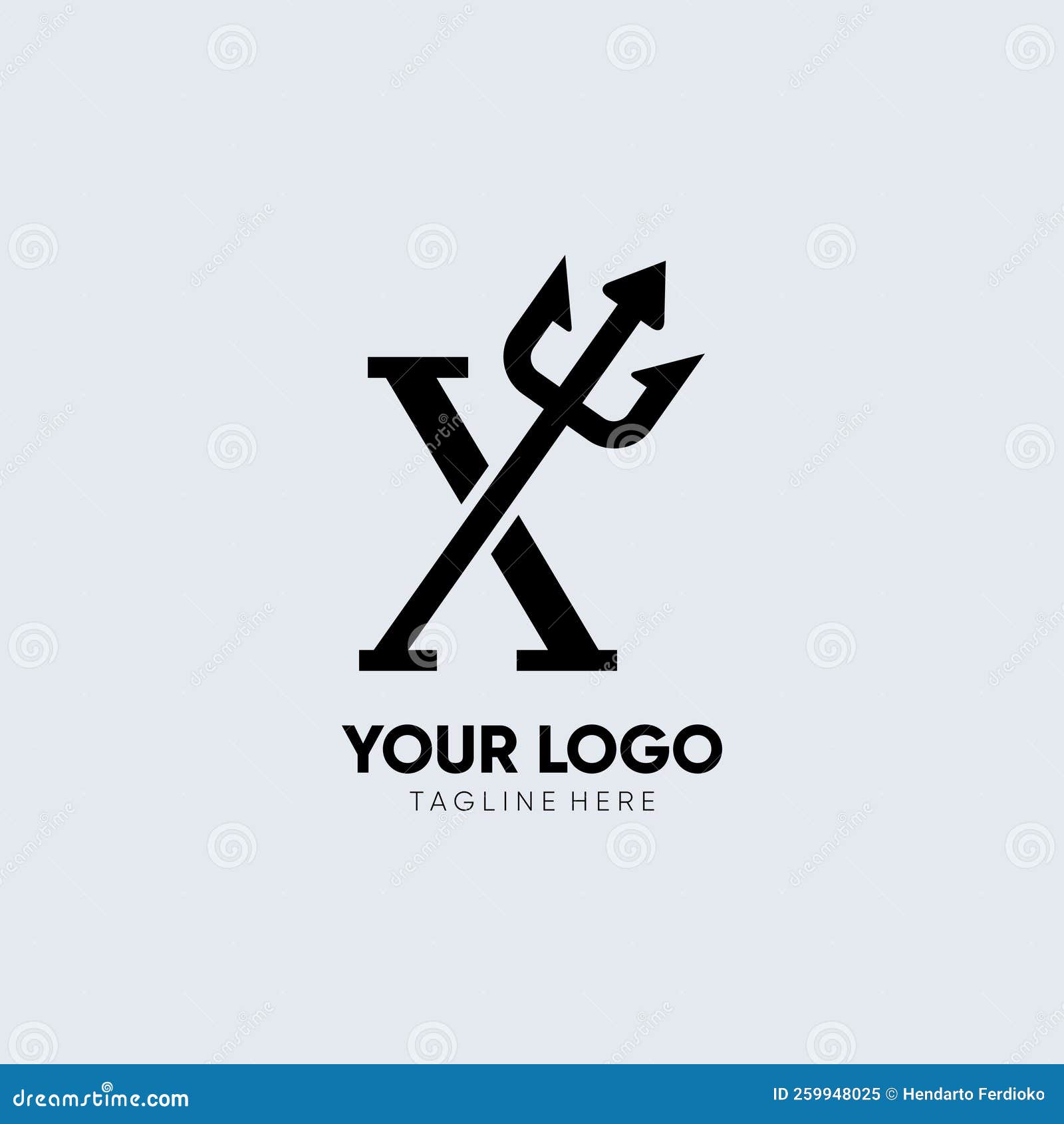 Letter X Initial Trident Logo Design Icon Vector Emblem Graphic Stock ...