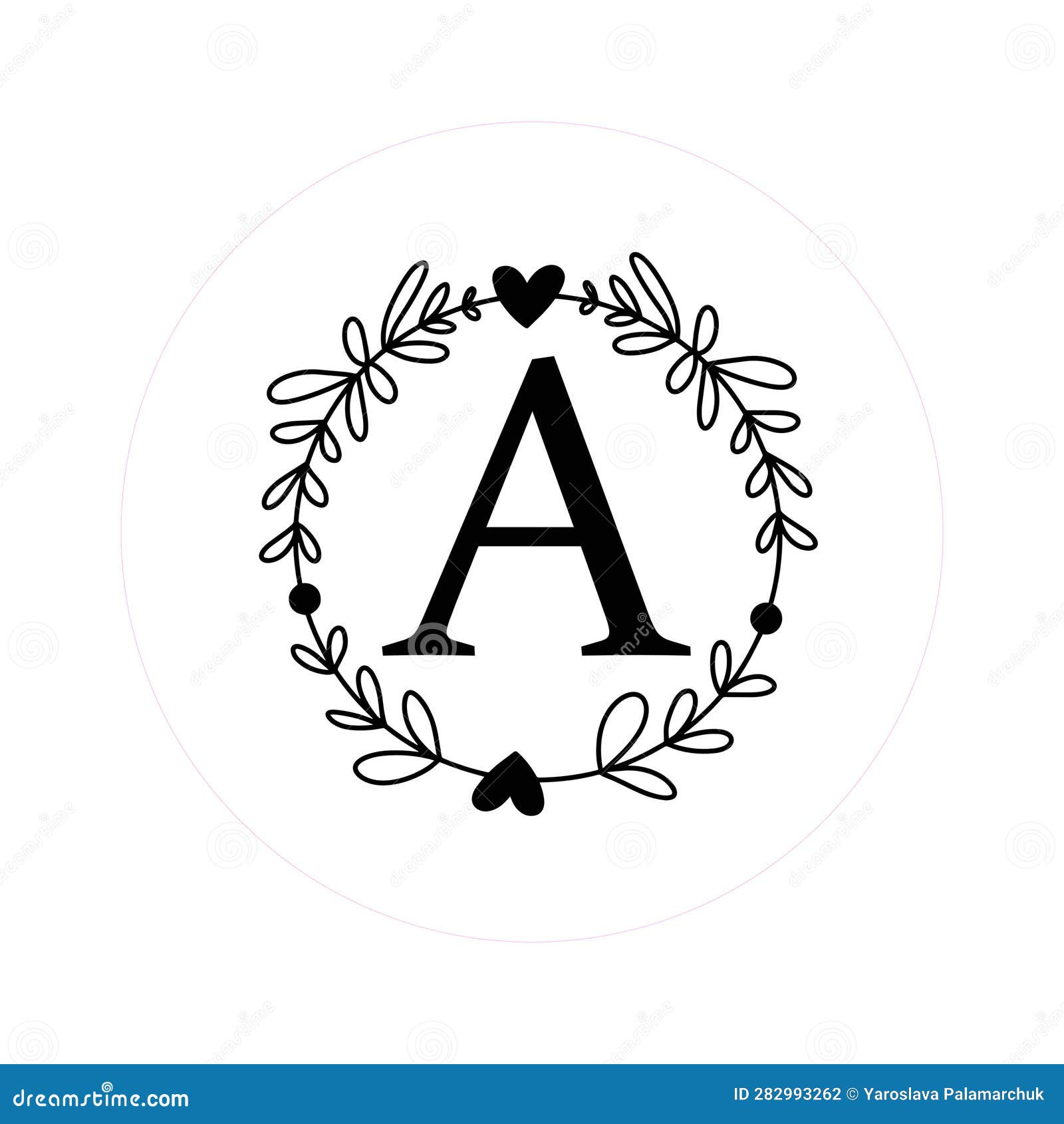 Letter "a" Initials with Round Floral Frames, Vector Monogram Logo ...