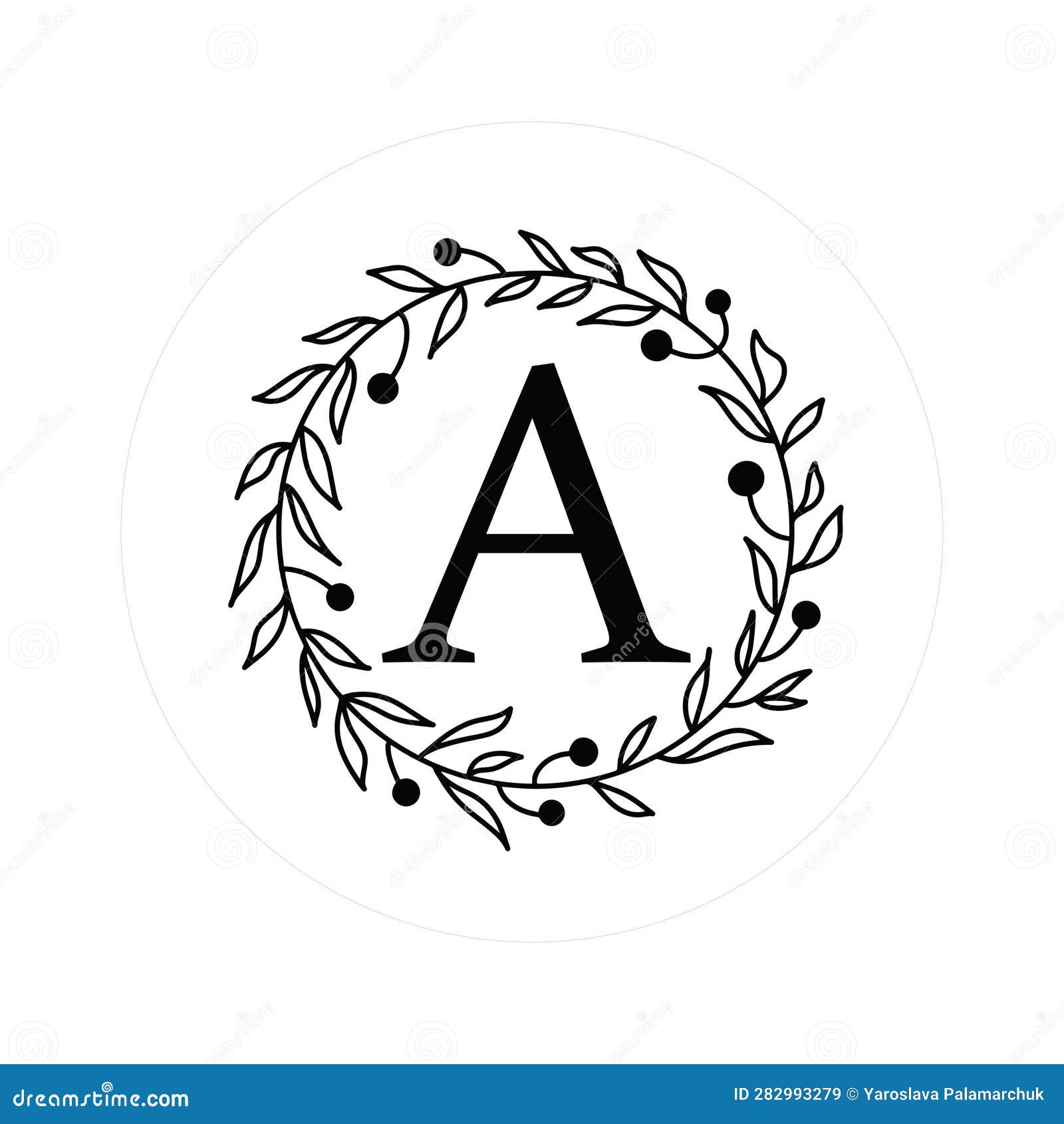 Letter "a" Initials with Round Floral Frames, Vector Monogram Logo ...
