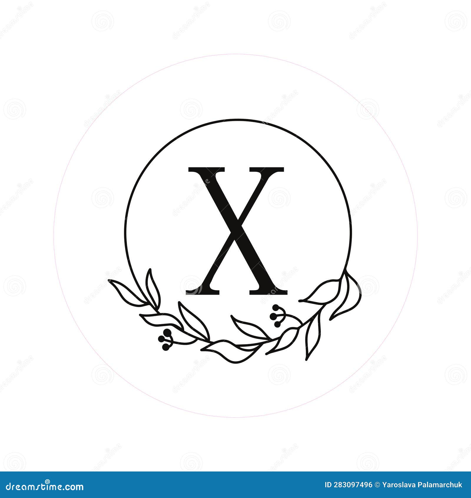 Letter "X" Initials with Round Floral Frames, Vector Monogram Logo ...